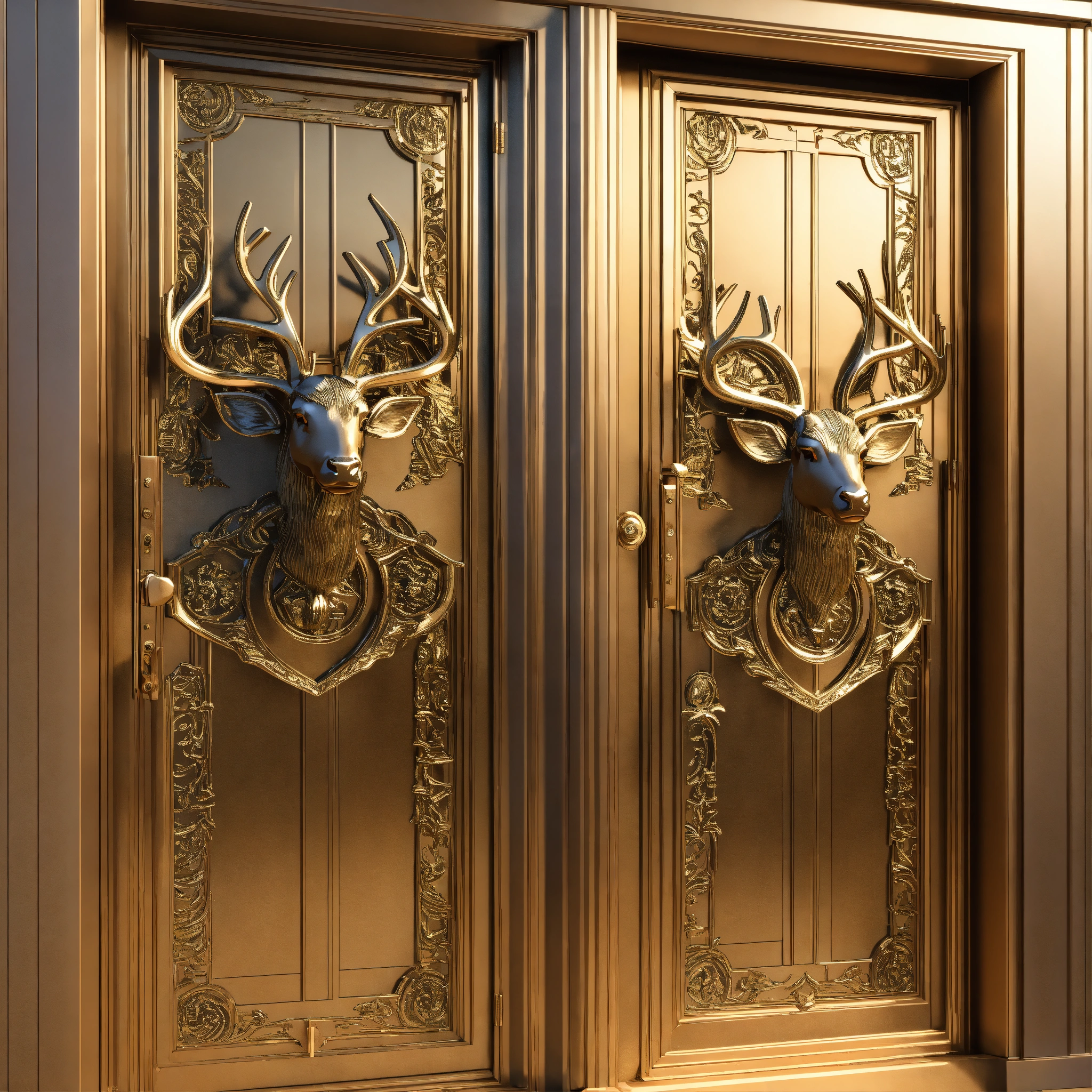 Lexica - 3D double doors engraved titanium reindeer face and hyper ...