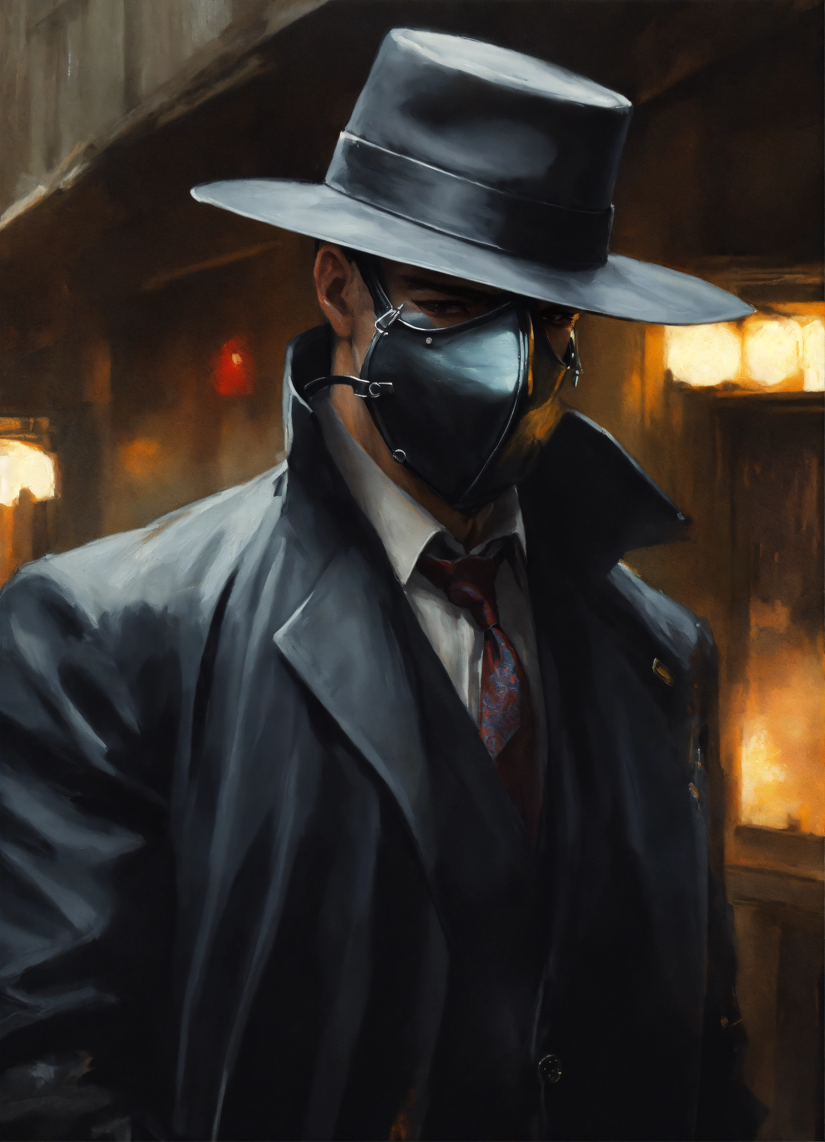 Lexica - Mysterious man hiding behind a plague mask, mafia, mafia hat ...