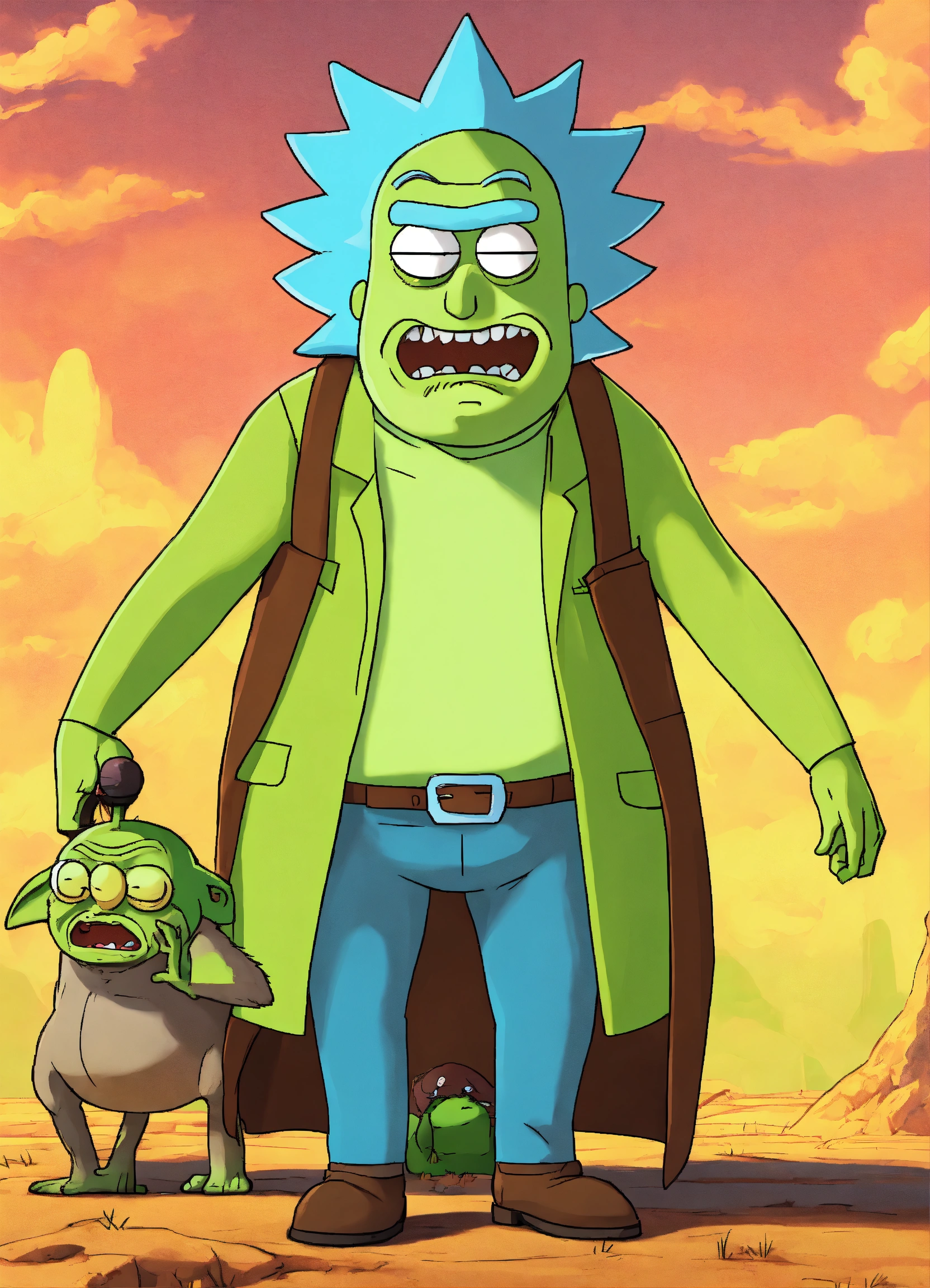 Lexica - Rick from the Rick and Morty series in the style of the Shrek ...