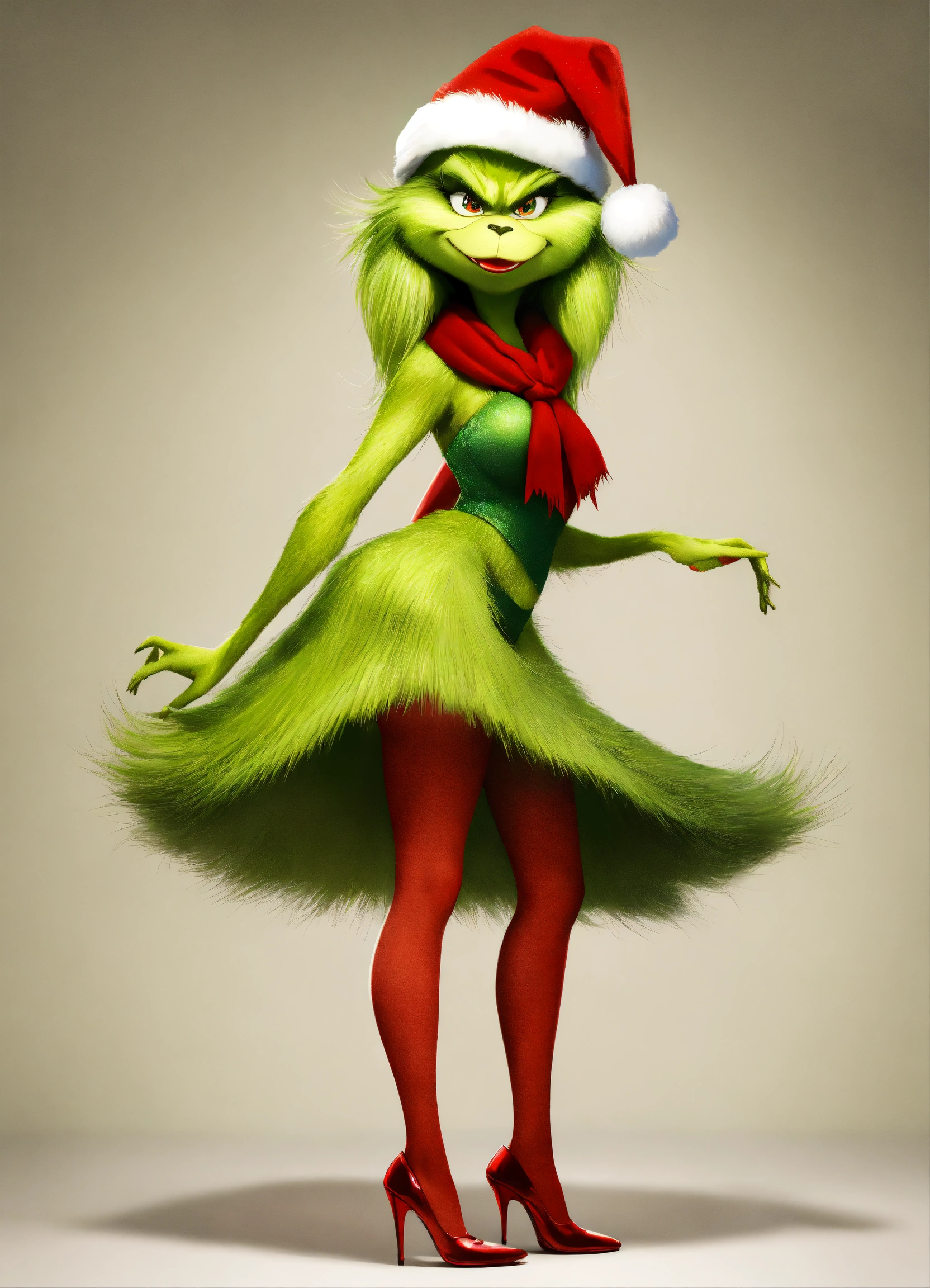 Lexica - Full body, Mrs. Grinch pinup, Christmas, animated but ...