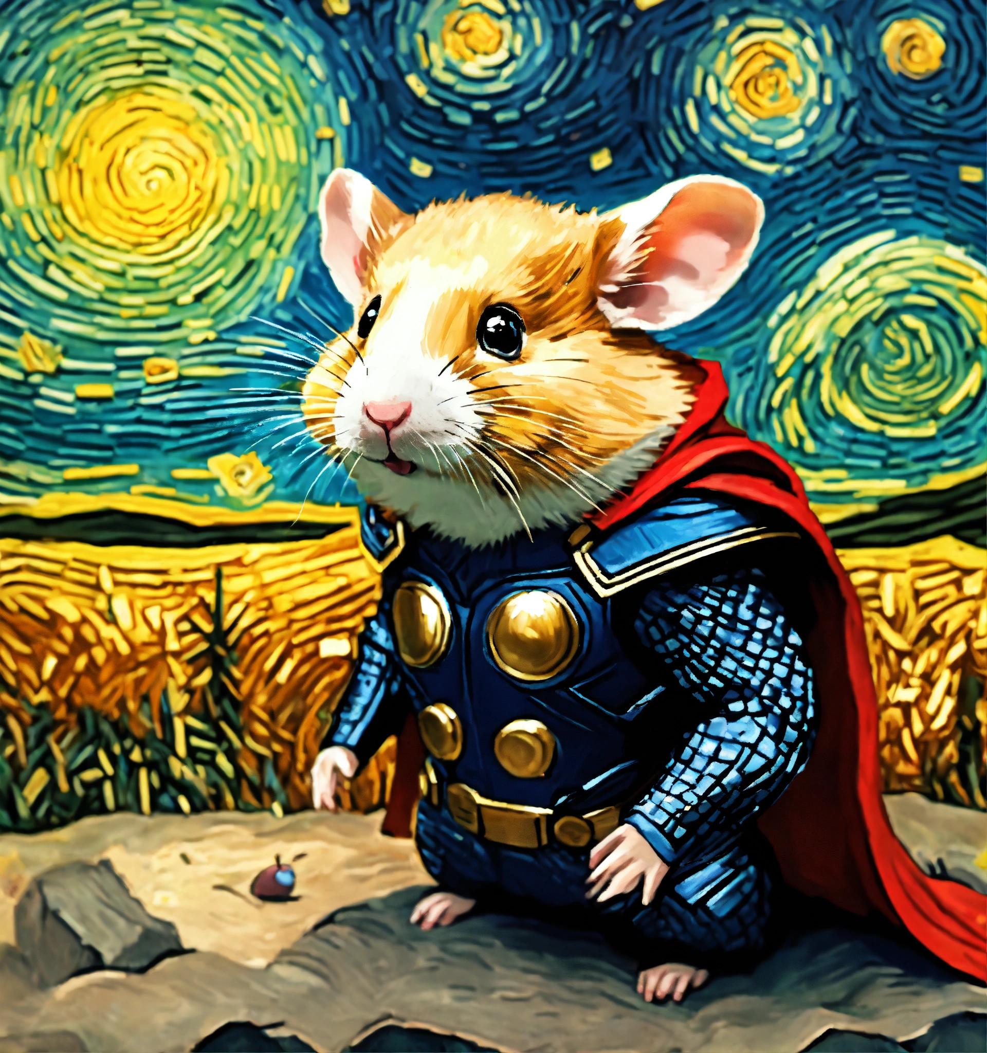 Lexica - Thor hamster van gogh style