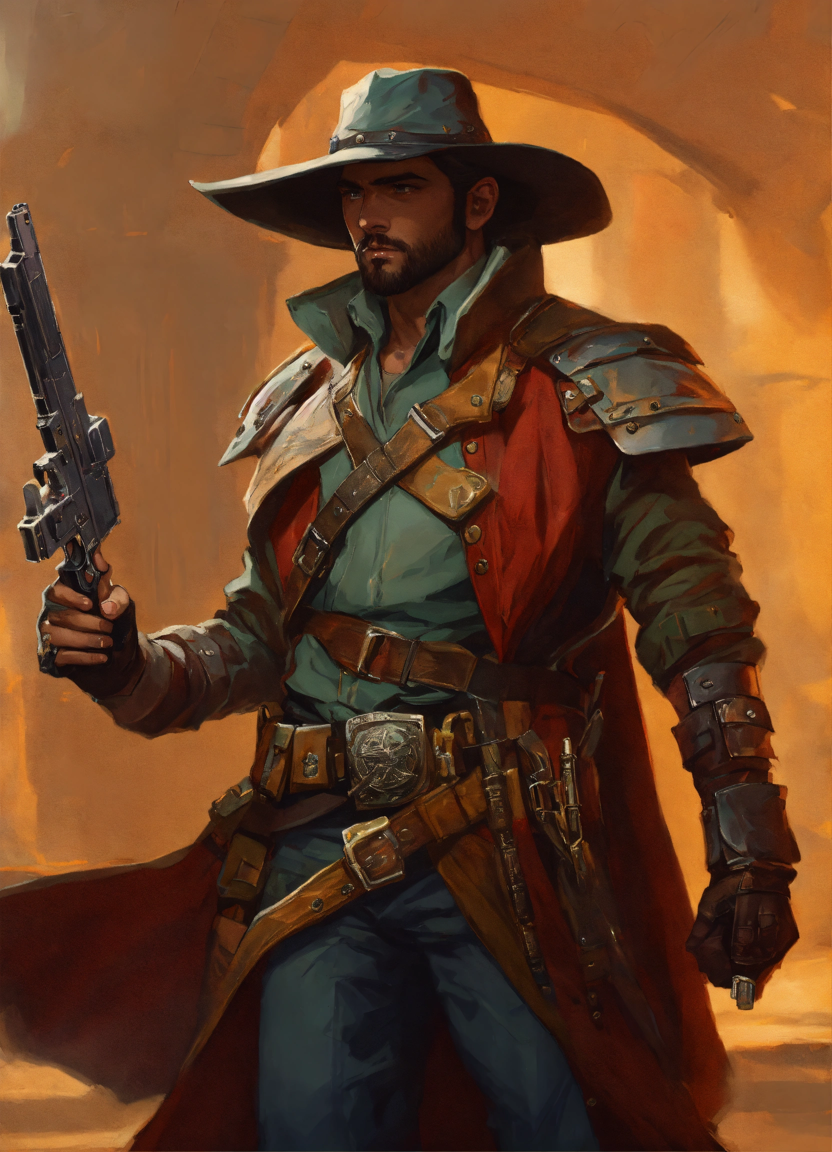 Lexica - Male human bounty hunter, with a pistol in his right hand ...
