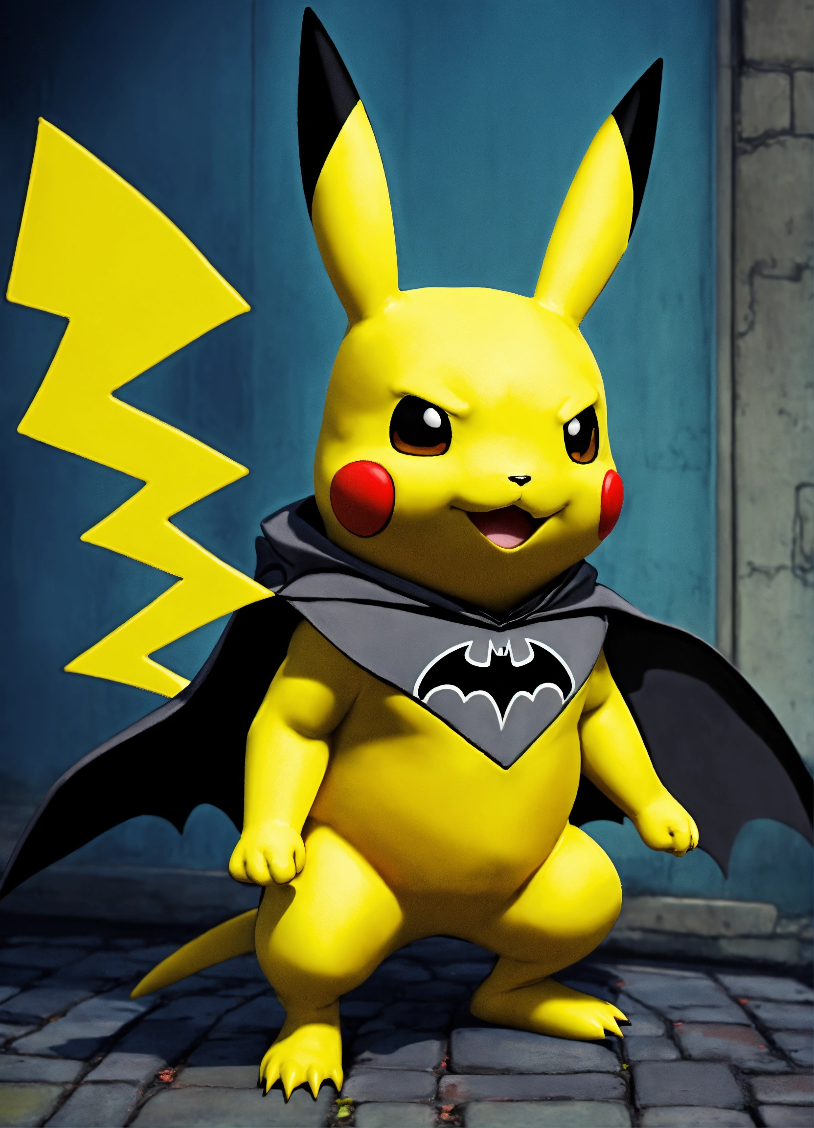 Lexica - A pikachu wearing the cloths of batman