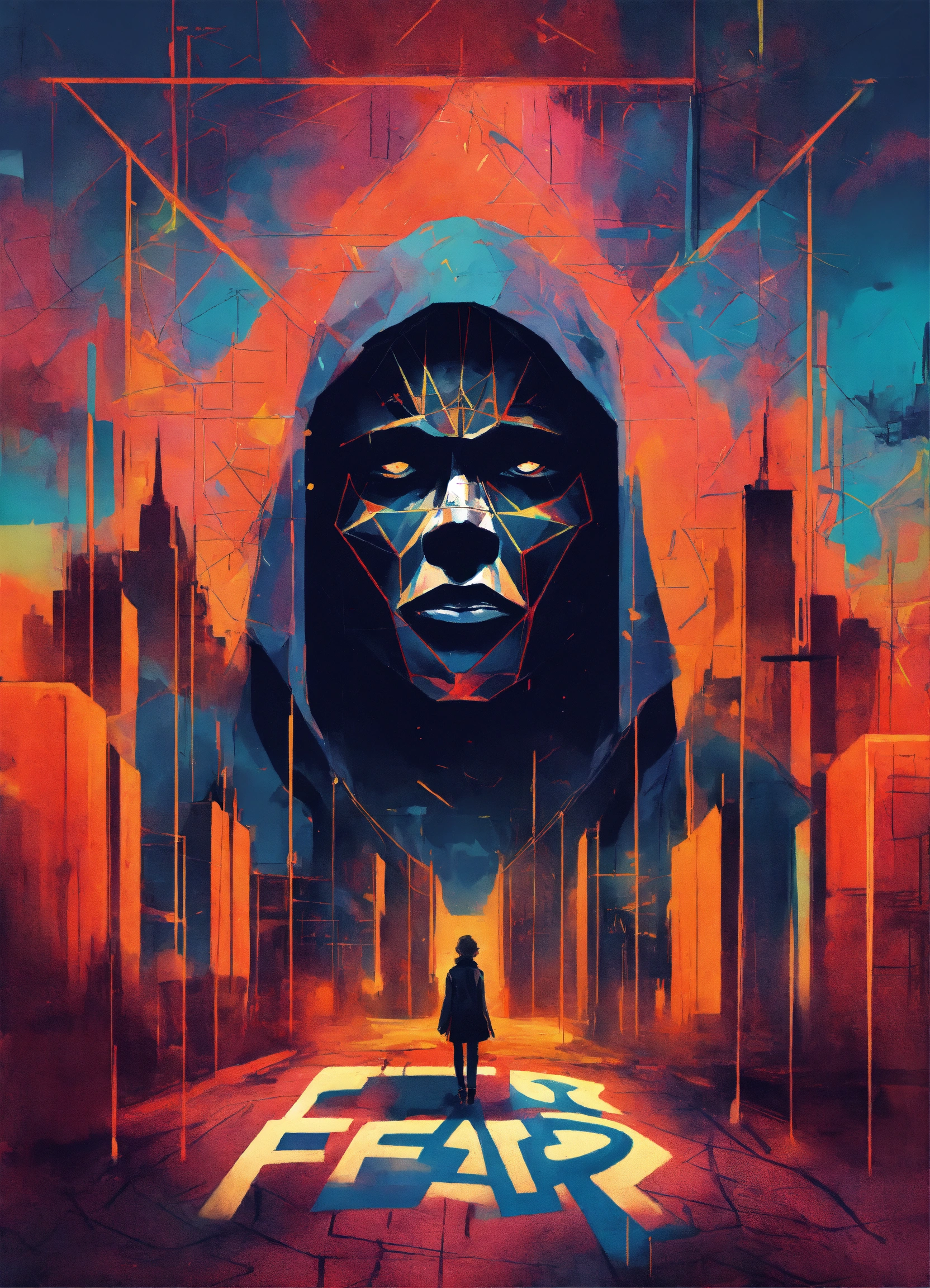 Lexica - Create a poster with the outline of a personification of fear ...