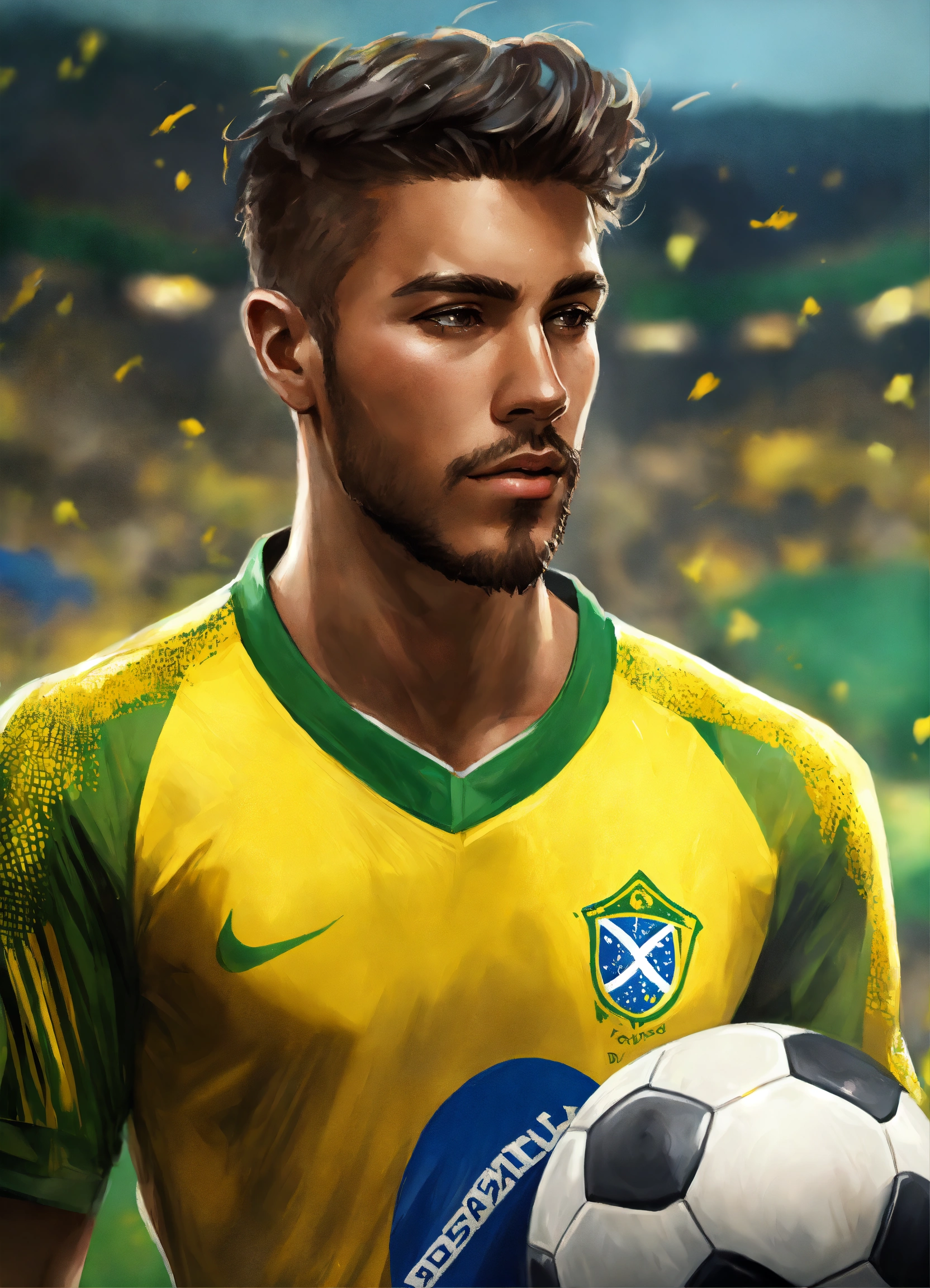 Lexica - Brasilian soccer player digital art, realistic painting, dnd ...