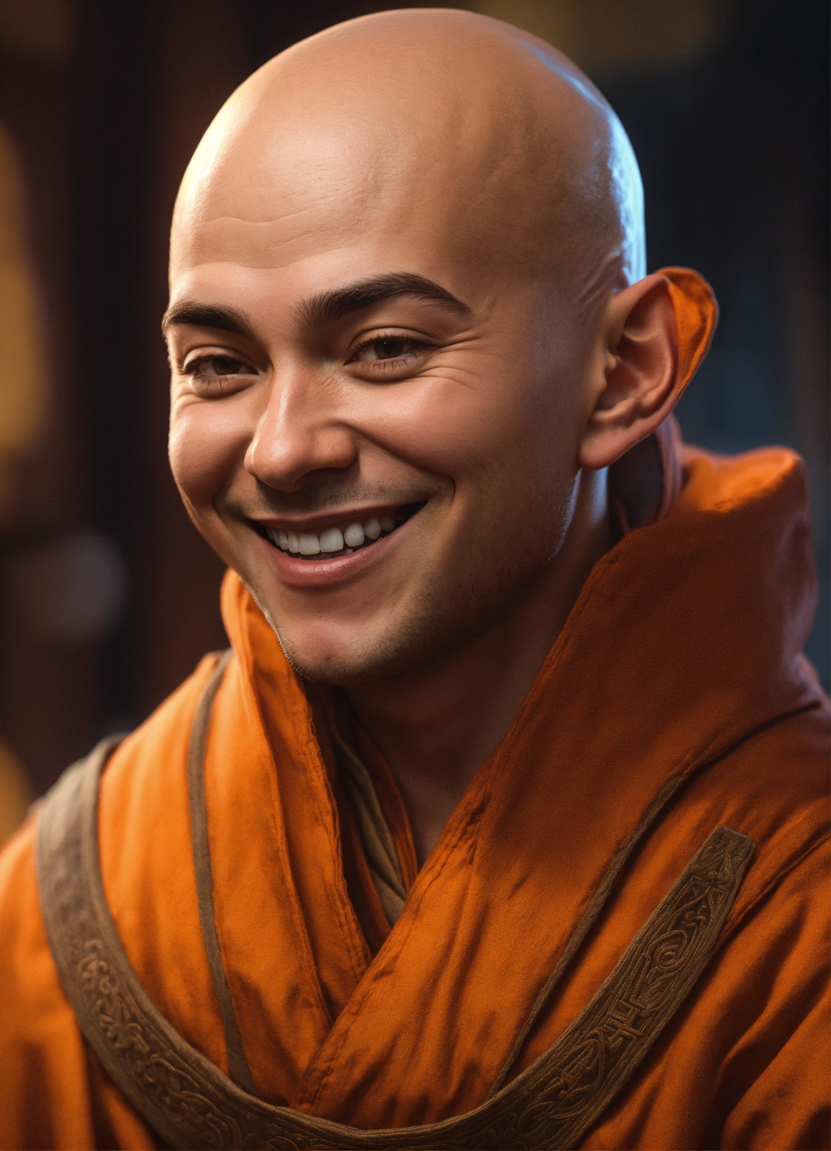 Lexica - Detailed male halfling with bald head and top knot on head ...