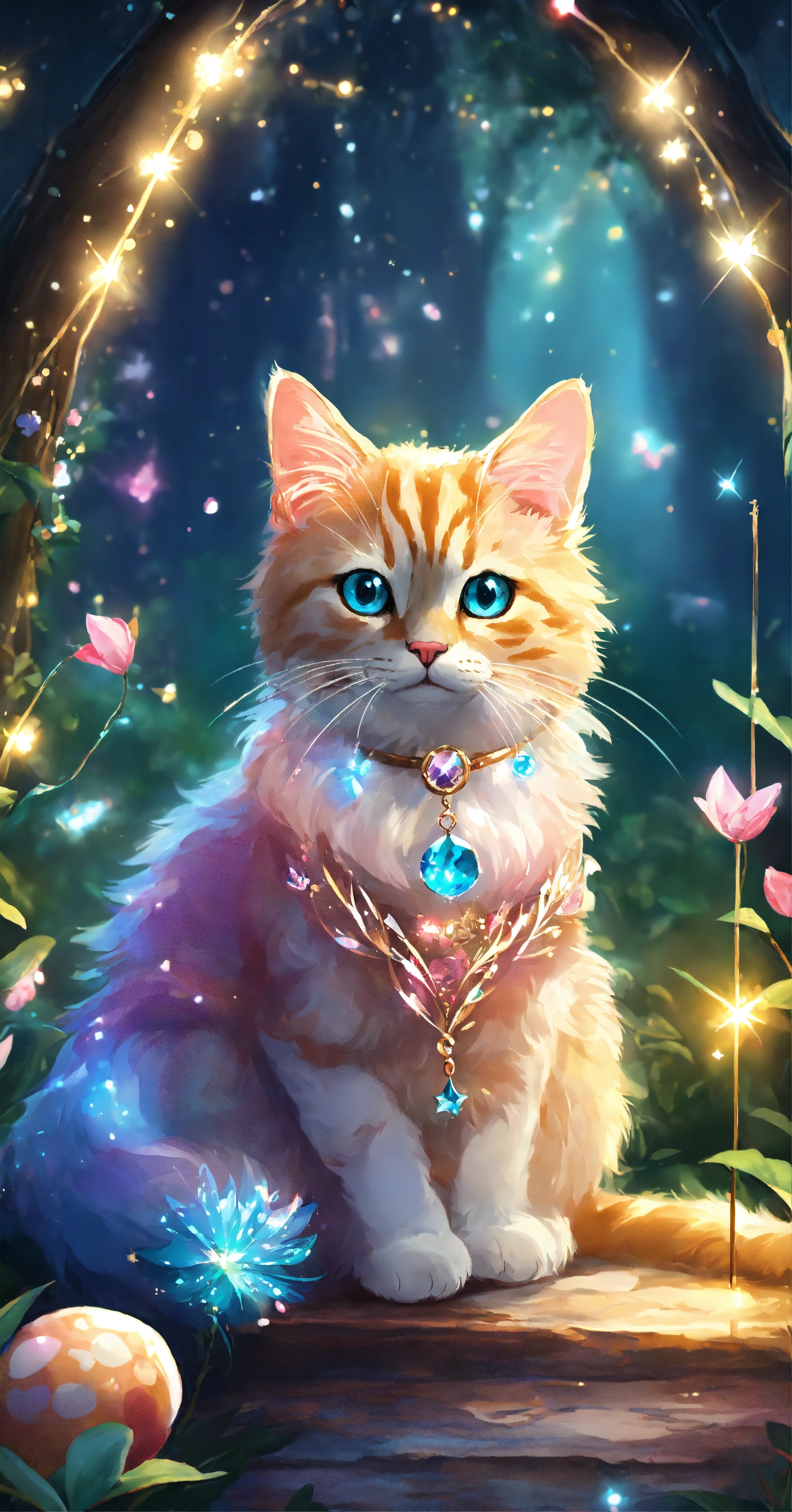 Lexica - Design a picture of a cat a magical forest as a fairy ...