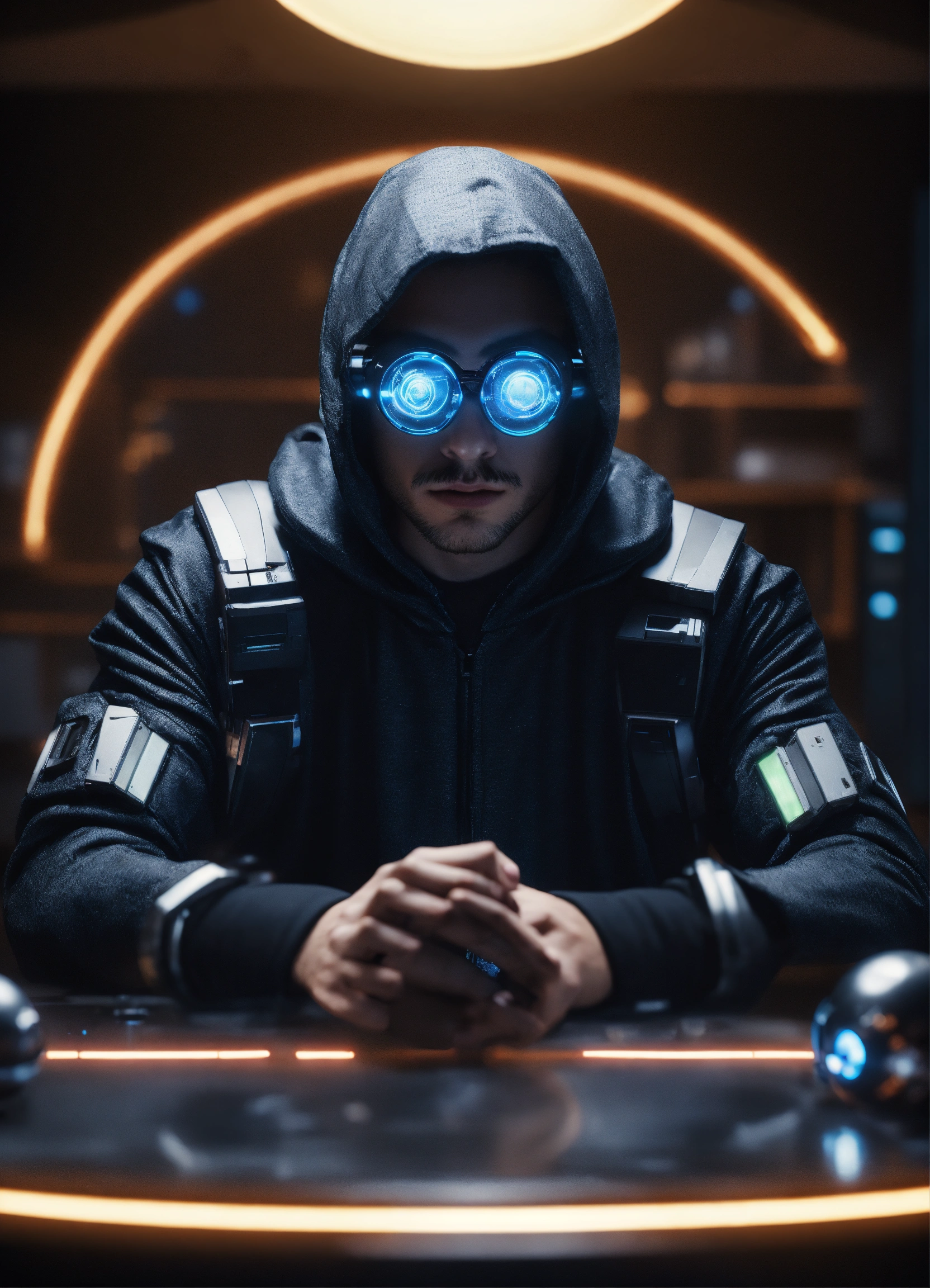 Lexica - Nerdy 25 year old male cyborg hacker wearing futuristic ...