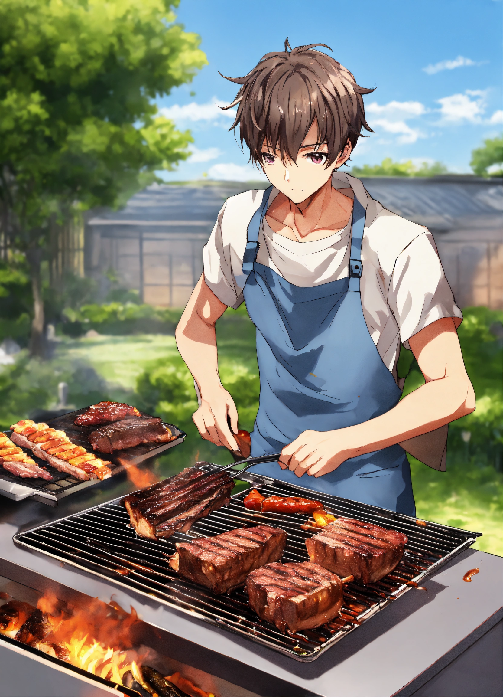 Lexica - Anime boy make bbq