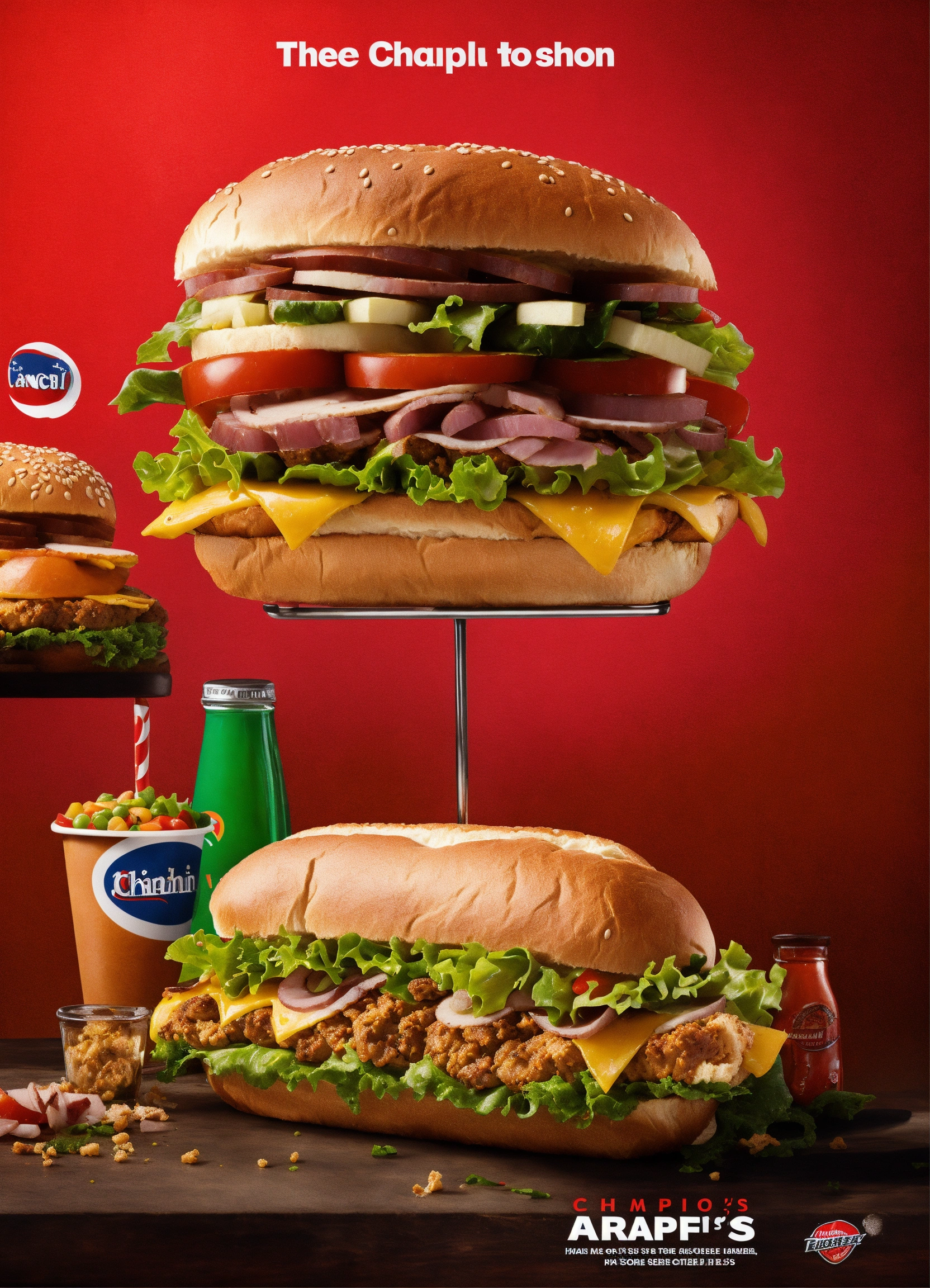Lexica - Fast food sub sandwich advertisement poster for "Champion's"