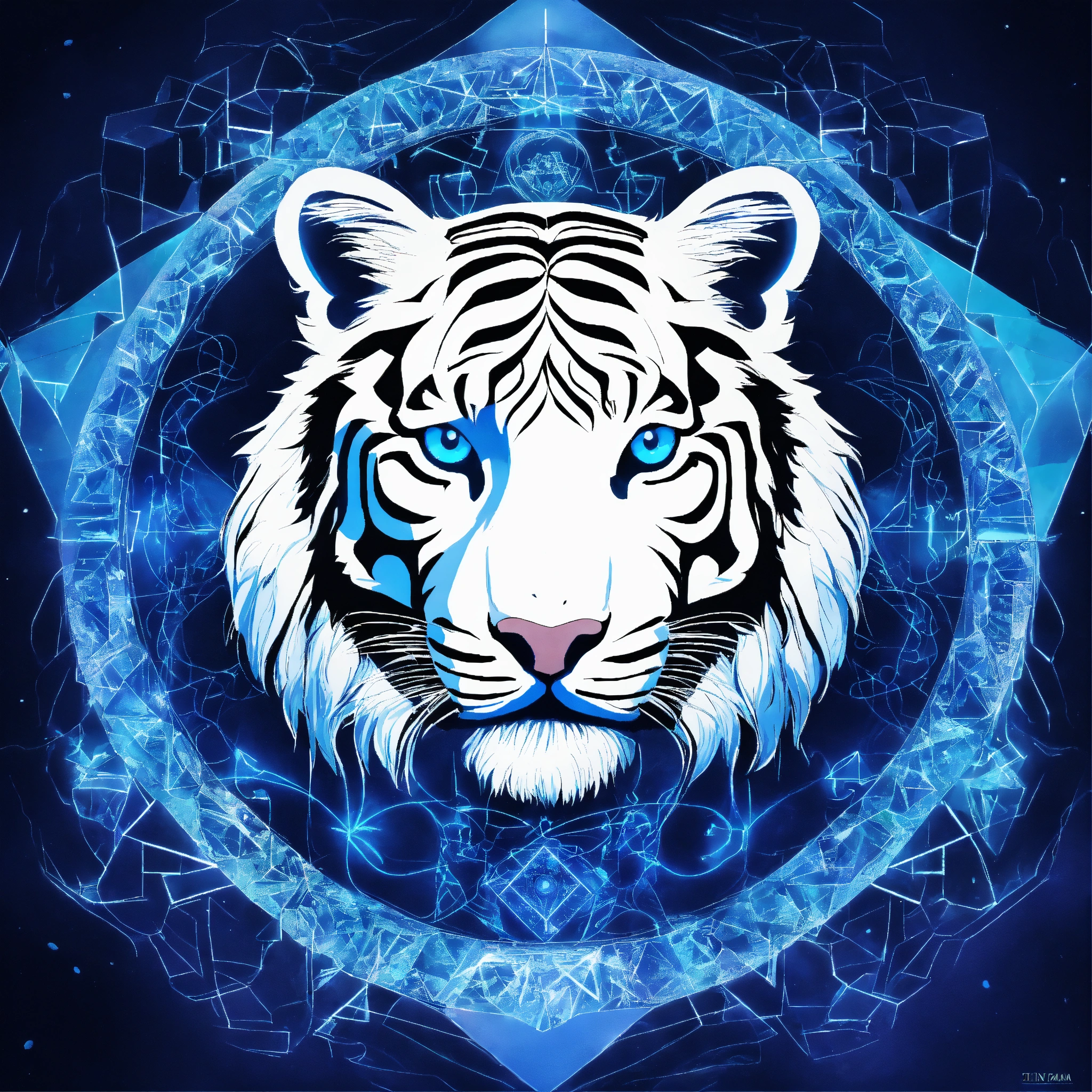 Lexica - Image. illustrate a white tiger with blue monkeys. long ...