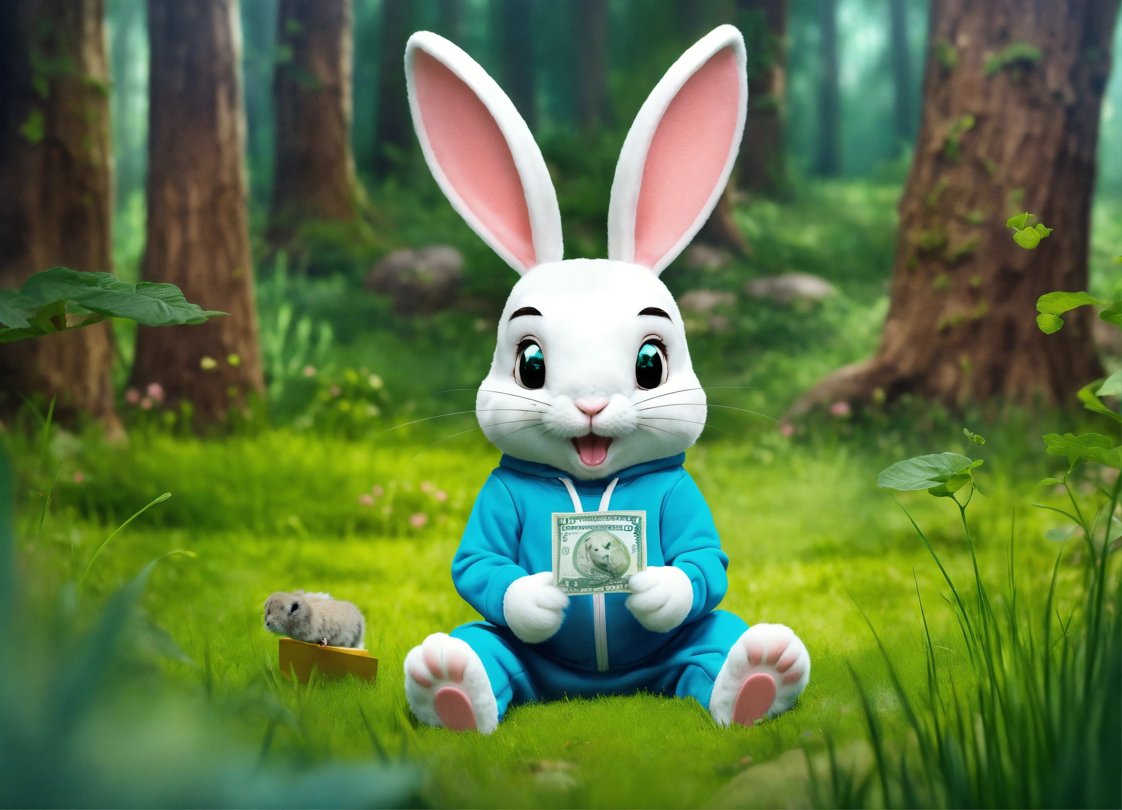 Lexica - You can see a rabbit in a frontal view. he sitting in the ...