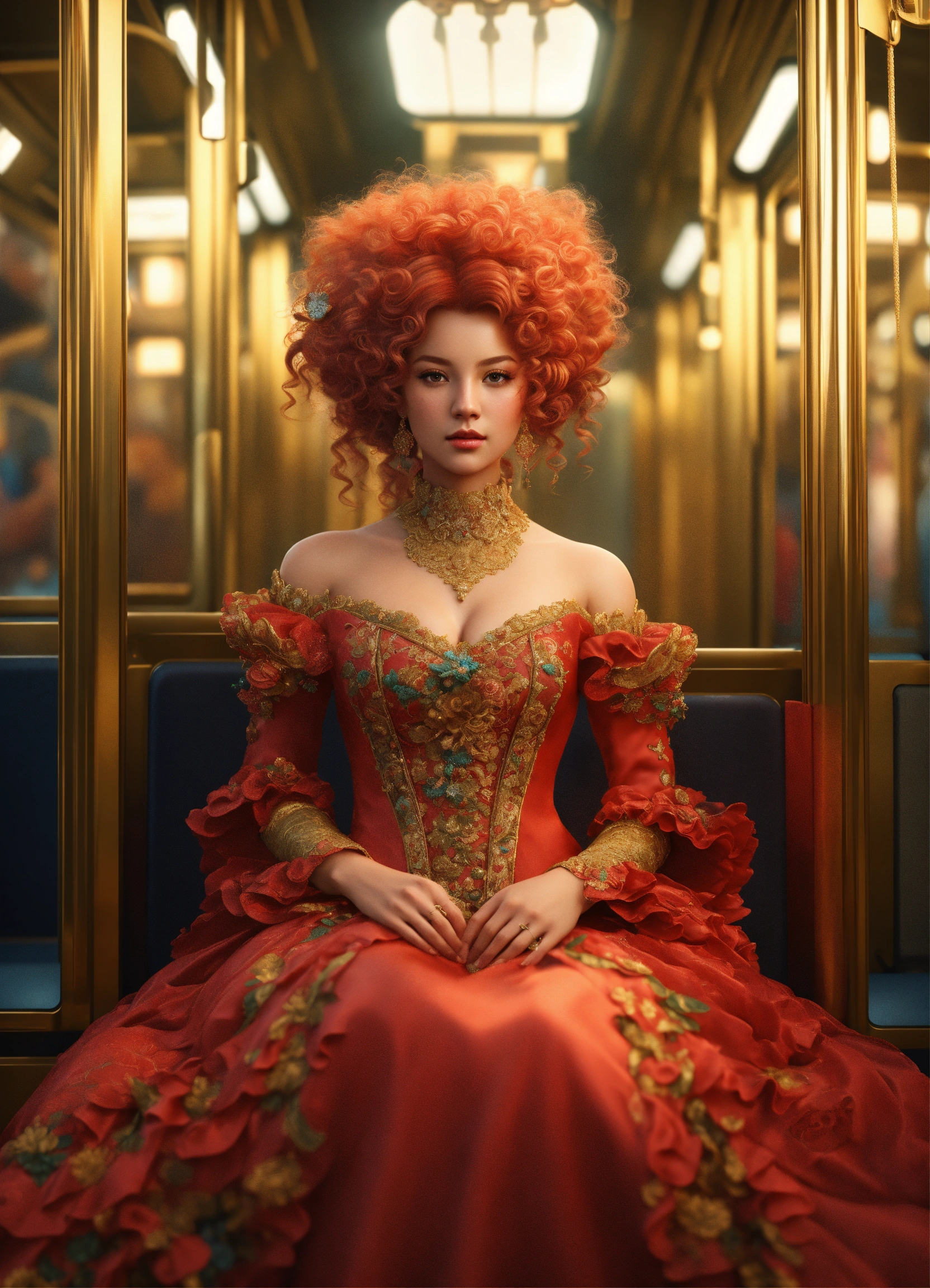 Lexica - "Beautiful Rococo Princess sitting on the Japanese metro ...