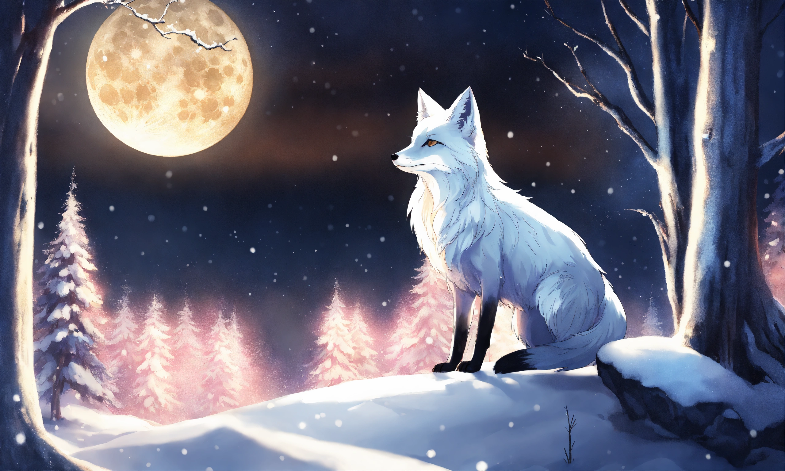 Lexica - White spotted Fox the wizard, fantasy, anime 90 style, snow ...