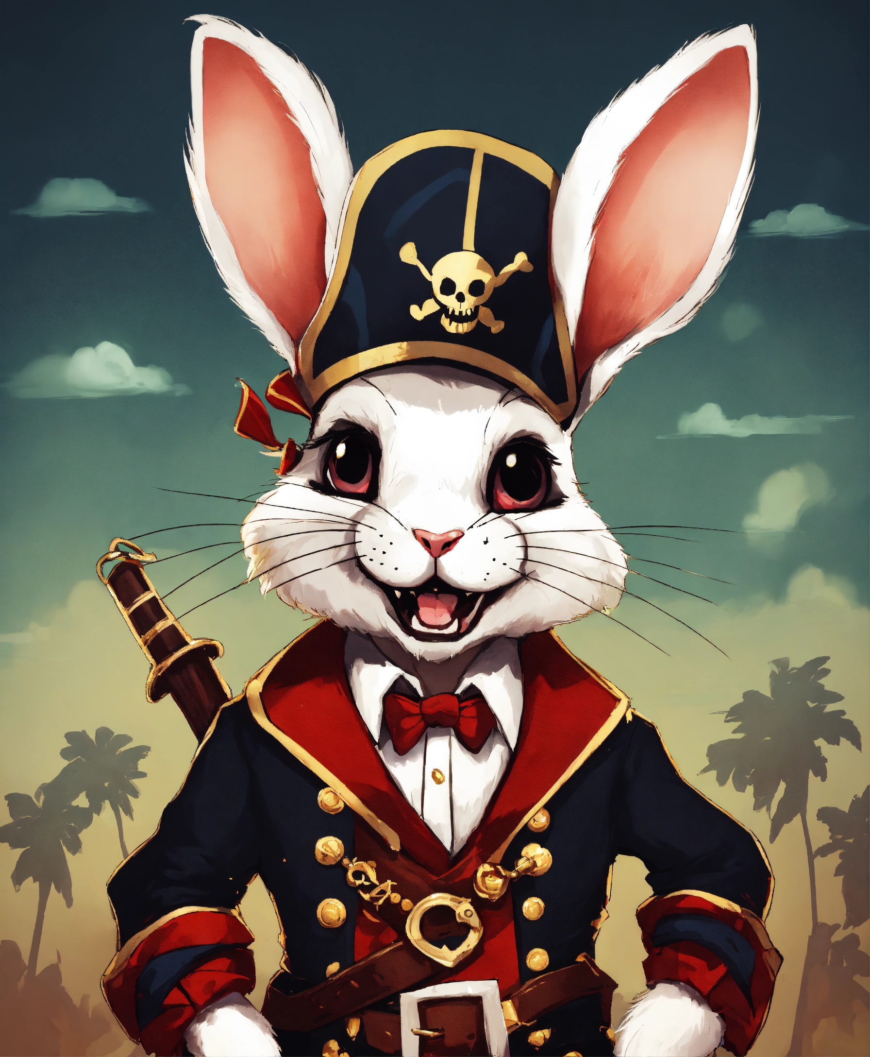 Lexica - A crazy bad cute pirate bunny with buck teeth and an eyepatch