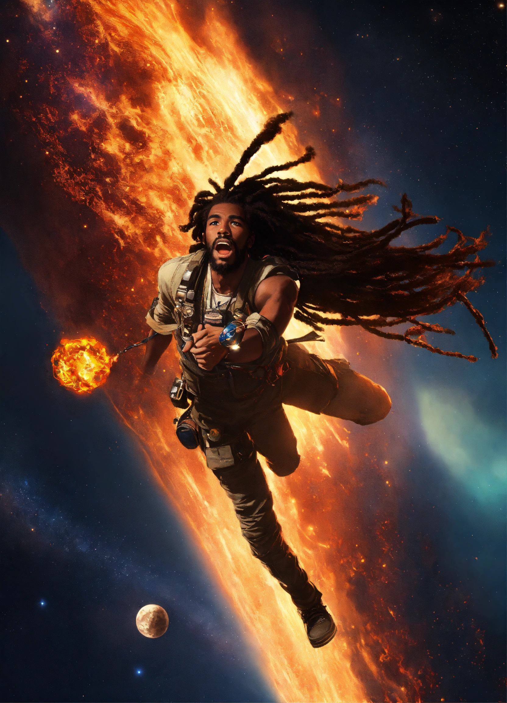 Lexica - A faraway image of an African man with long dreadlocks in ...