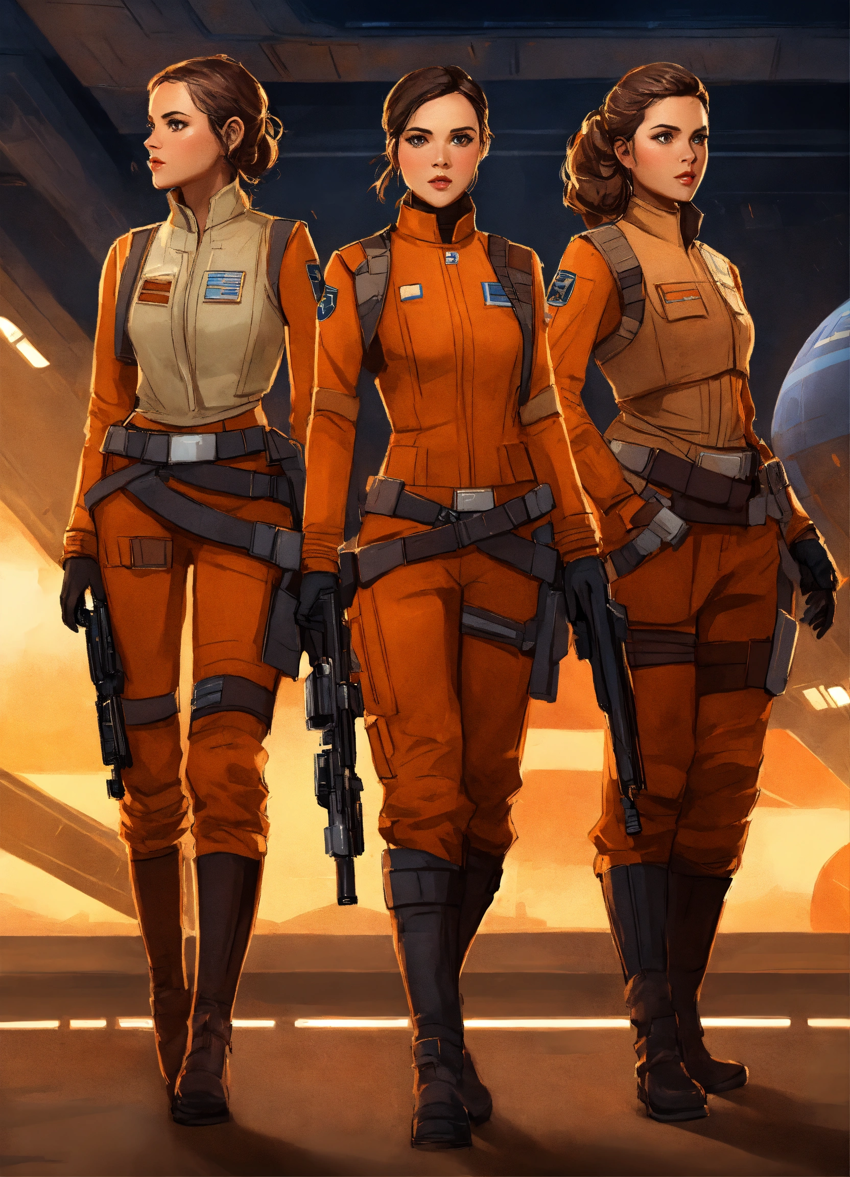 Lexica - Character design of four Star Wars female Rebel pilots.
