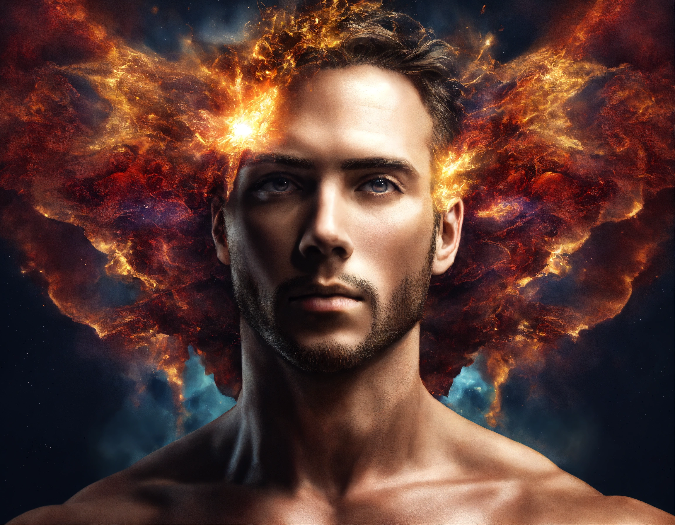 Lexica - Create an image of a man being transformed into a ...