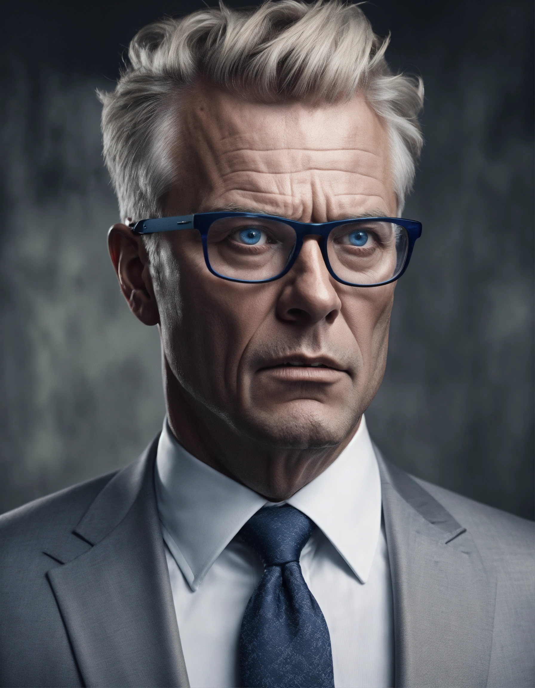 Lexica - A realistic photo of scary 50 years old man with deep blue ...