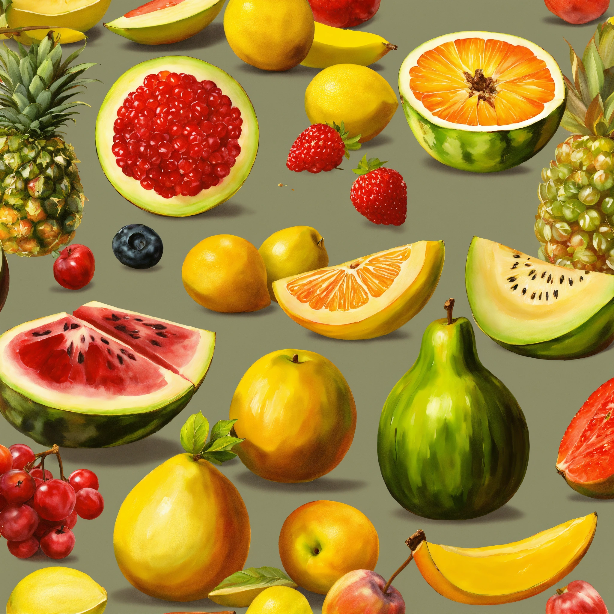 Lexica - Various fruits sheet, isolate objects, realistic cartoon oil ...