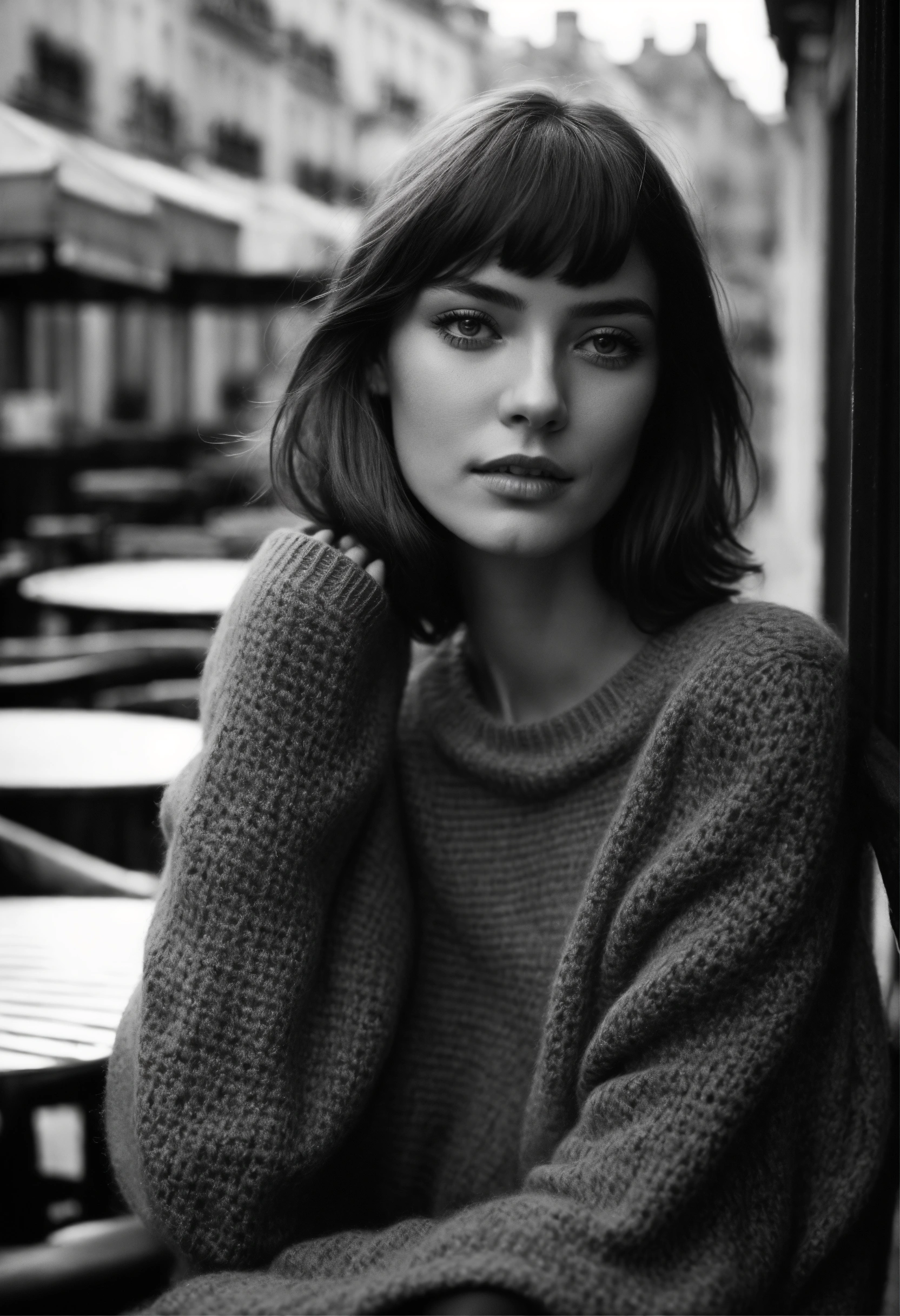 Lexica - Portrait of a beautiful French fashion model with bob-cut hair ...