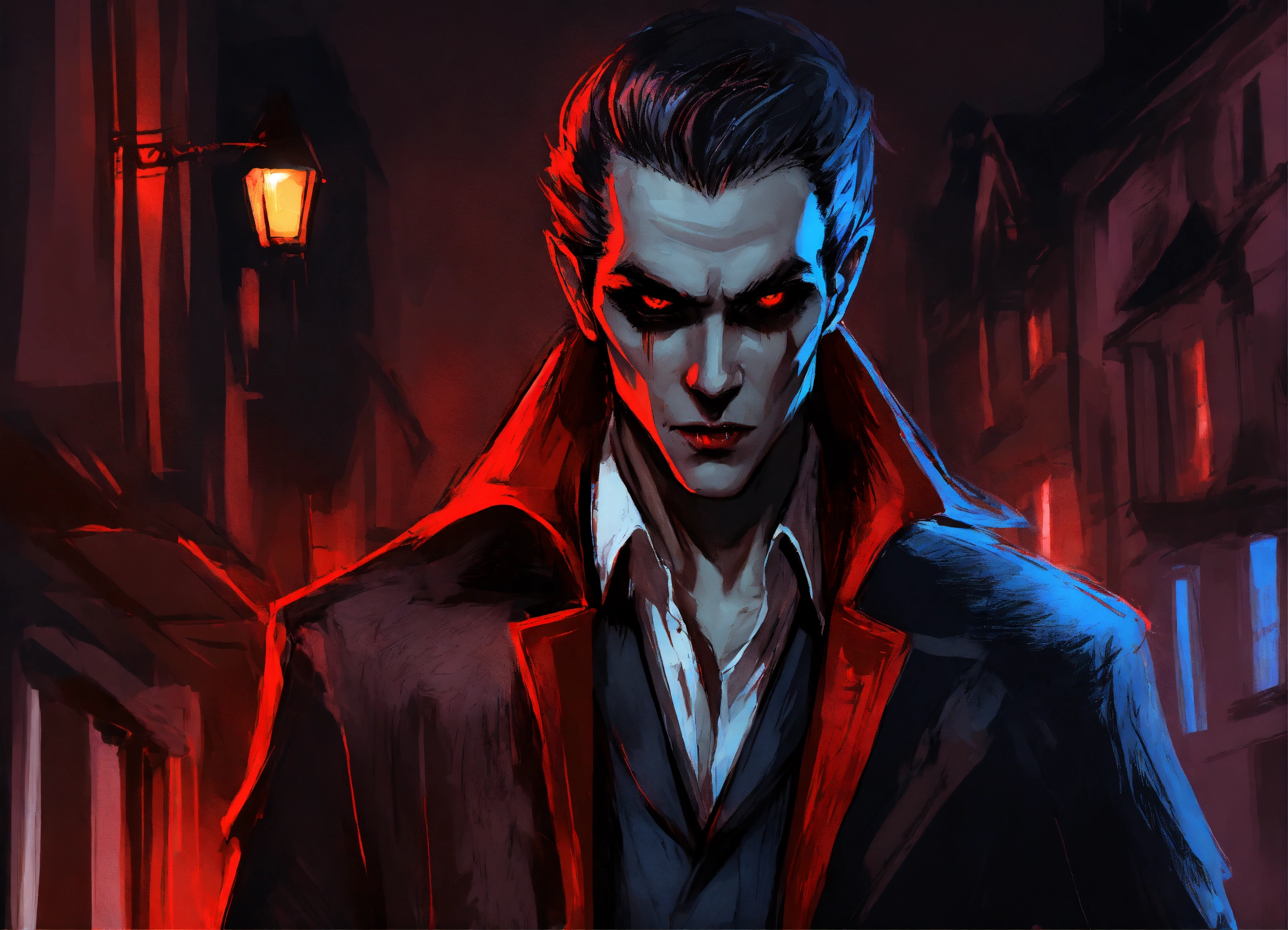 Lexica - Vampire walking in the street. Sketch style.