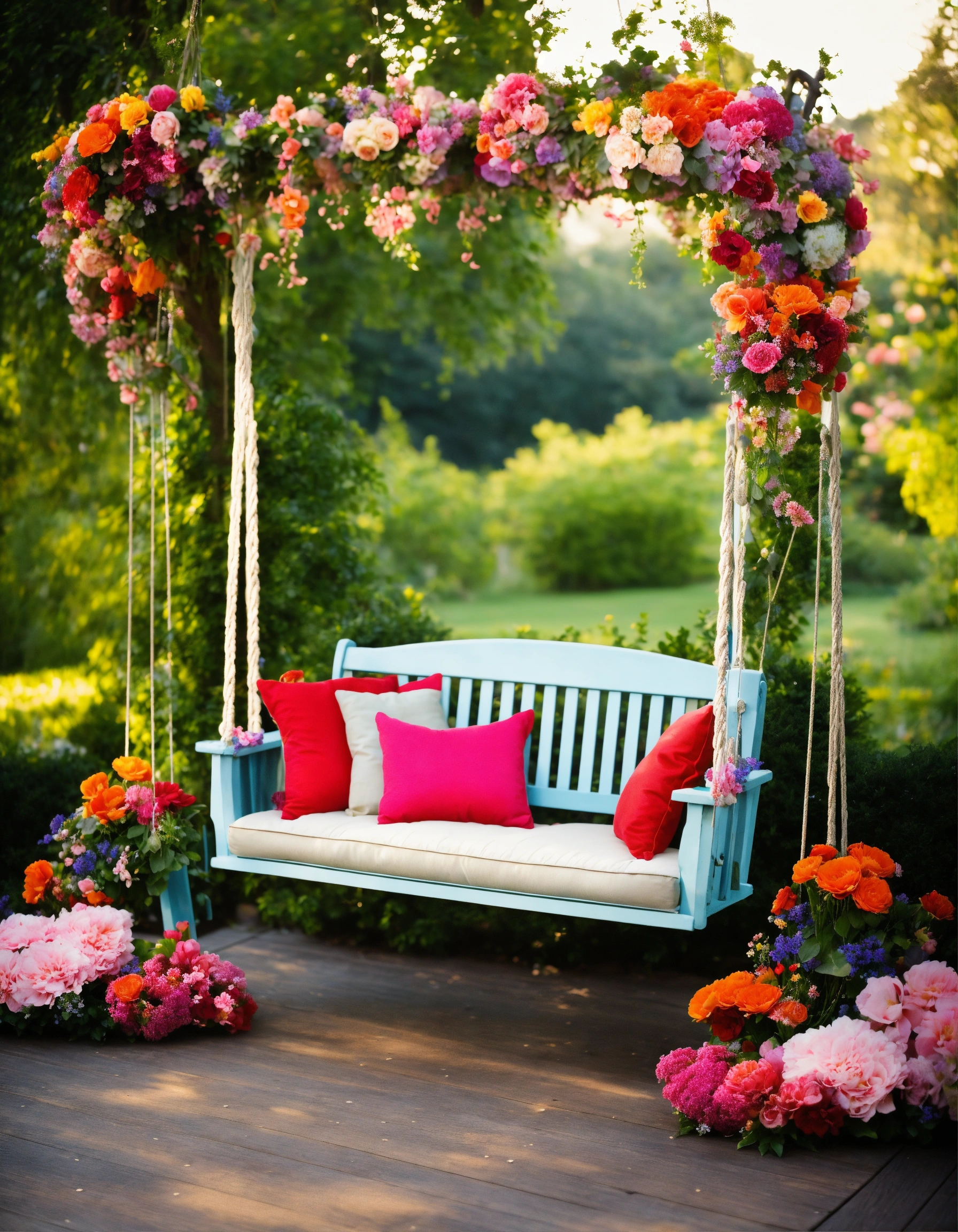 Lexica - Create a whimsical and romantic scene featuring a swing or ...