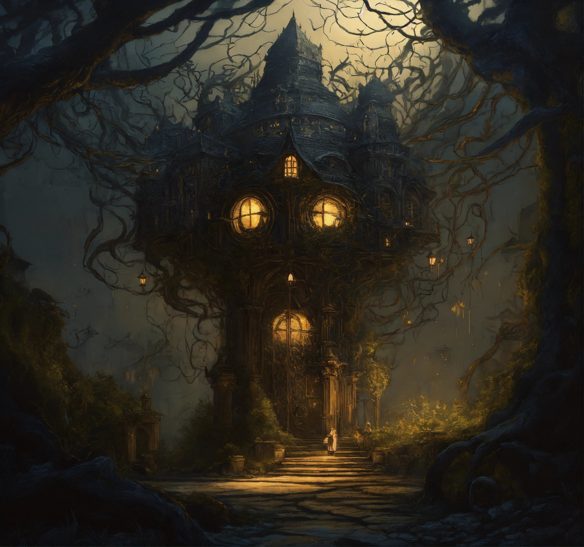 Lexica - When shadows grow longer, intricate art, dark fantasy style