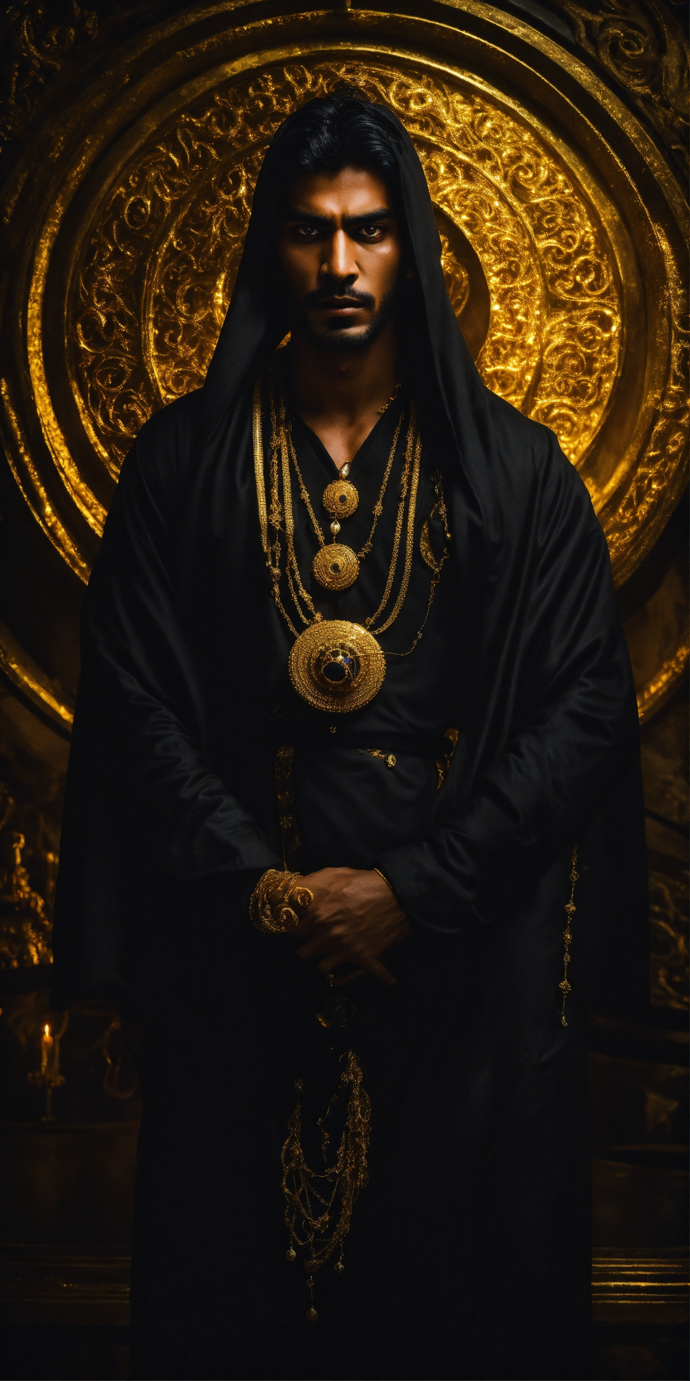 Lexica - Sinister and dramatic portrait of a young handsome South Asian ...