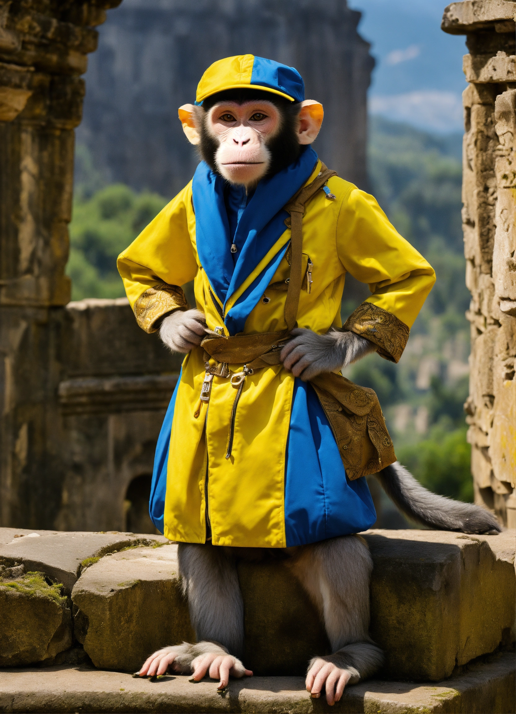 Lexica - Simon the mischievous Monkey in human clothes , blue Jacket ...