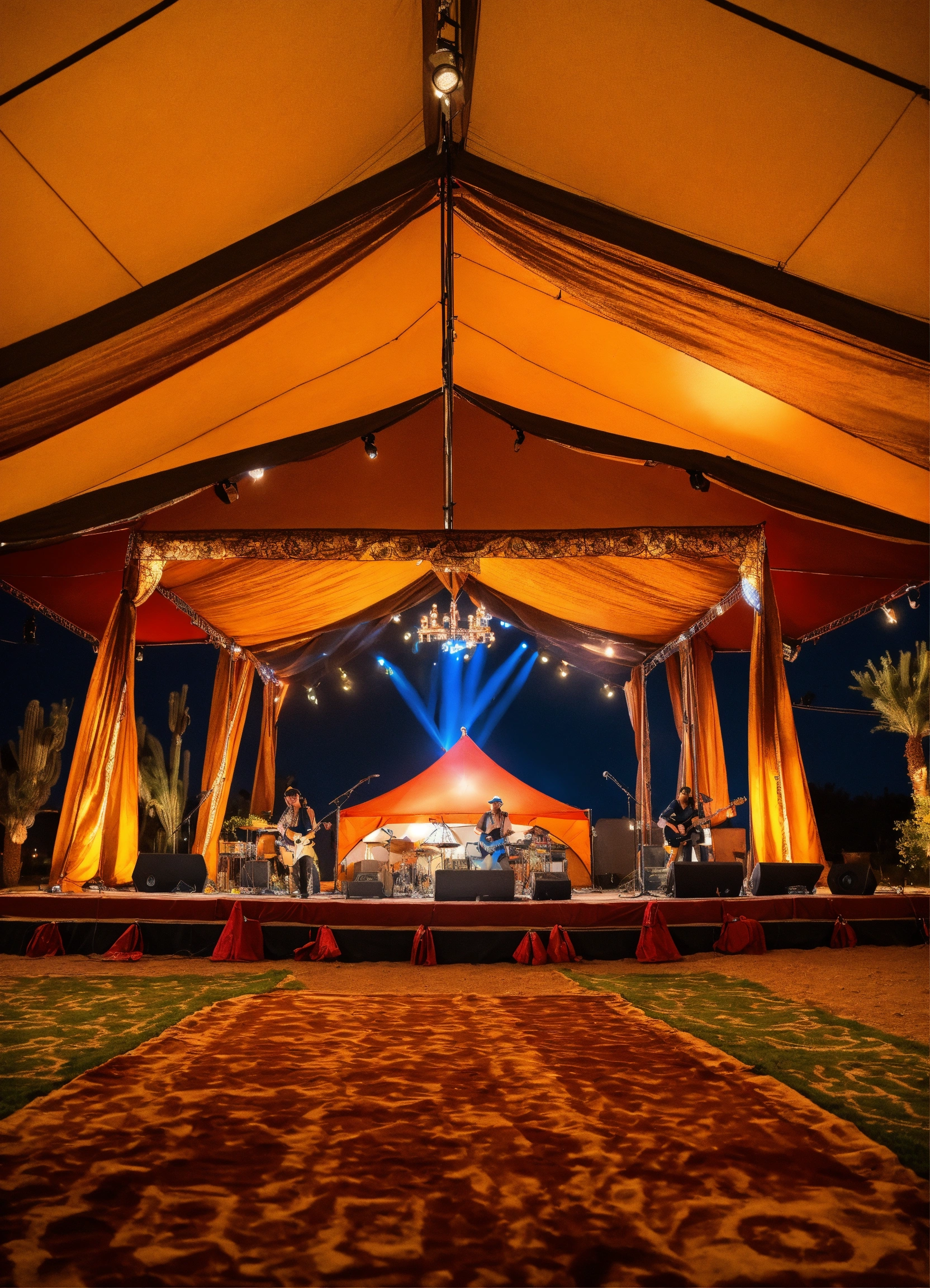 Lexica - Elegant desert Arabian tent themed outdoor concert stage with ...