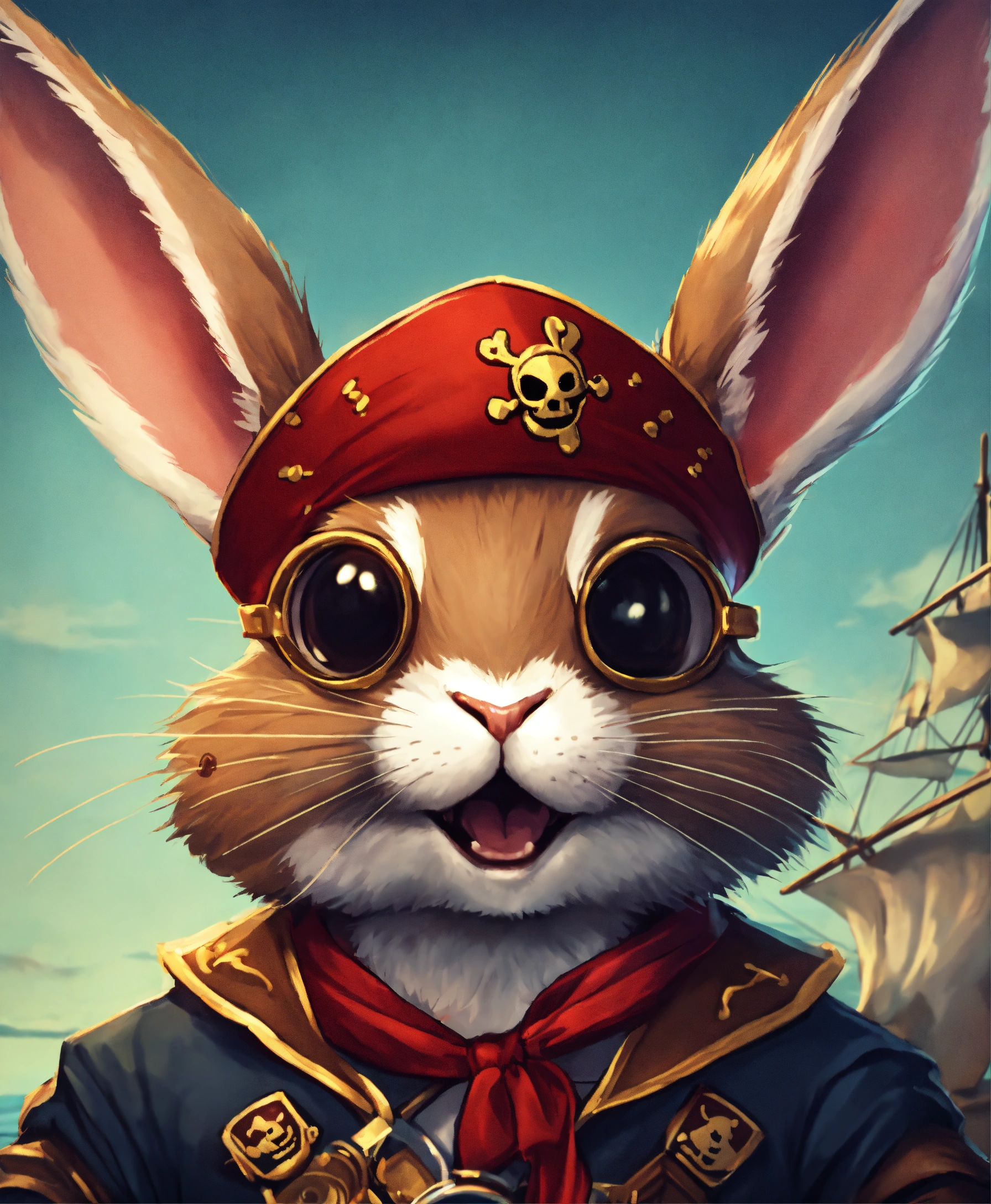 Lexica - A rebellious yet adorable cute mischevious pirate bunny face ...