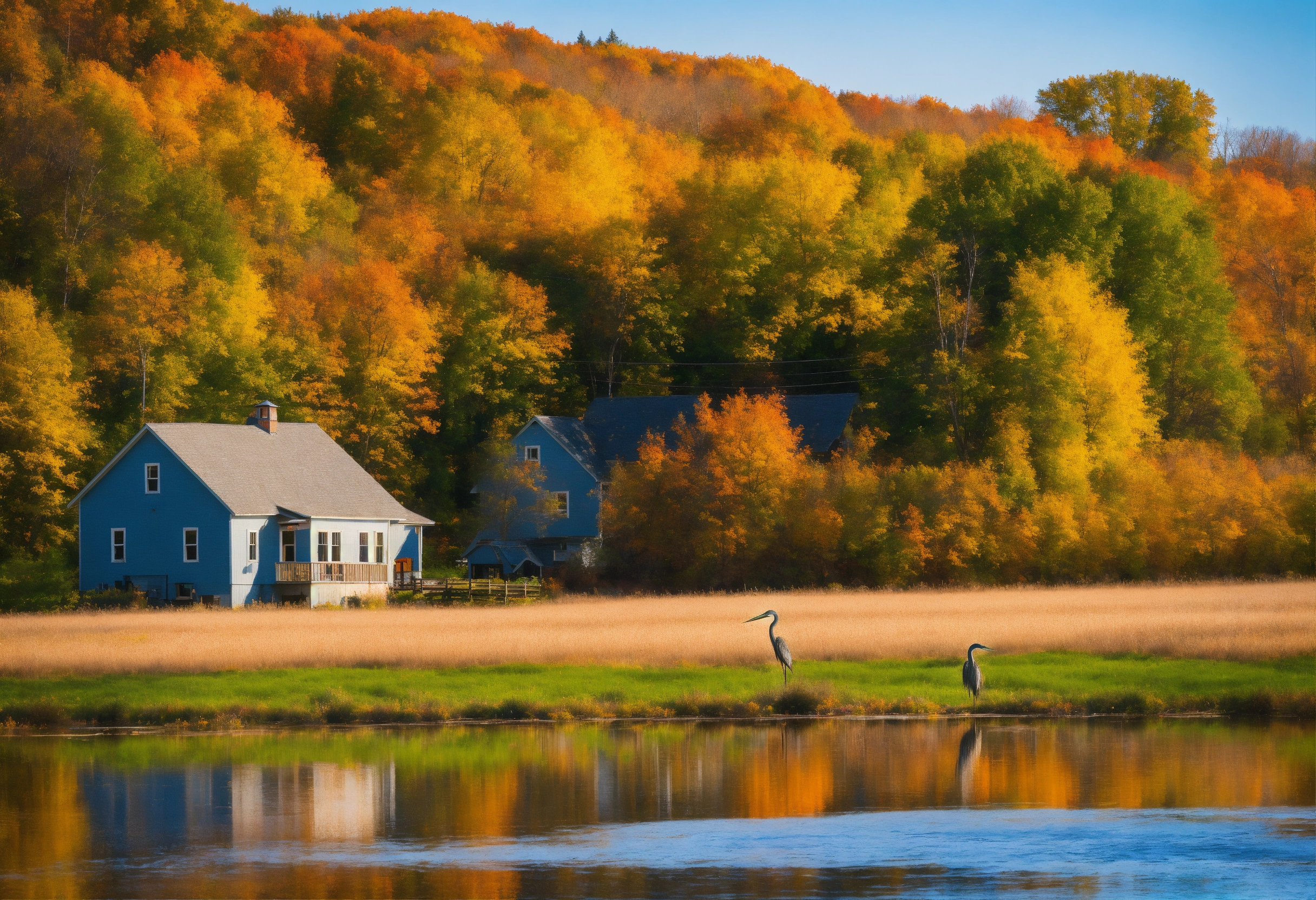 Lexica - Impressionistic, wooden A frame house on a hill in background ...