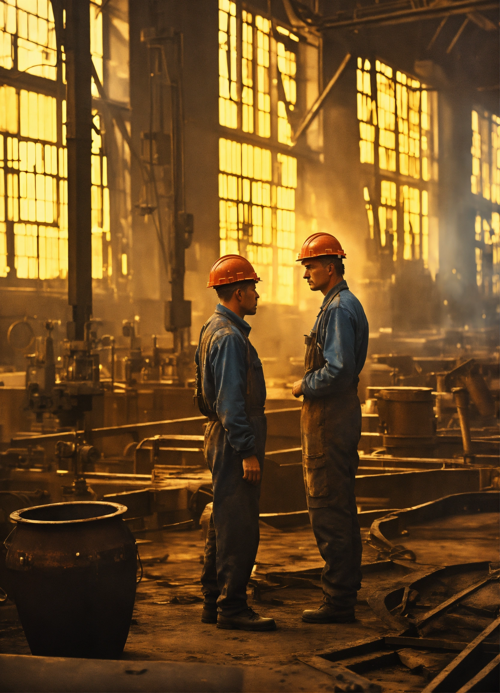 Lexica - Portrait of depressed factory workers in a factory in the USSR ...