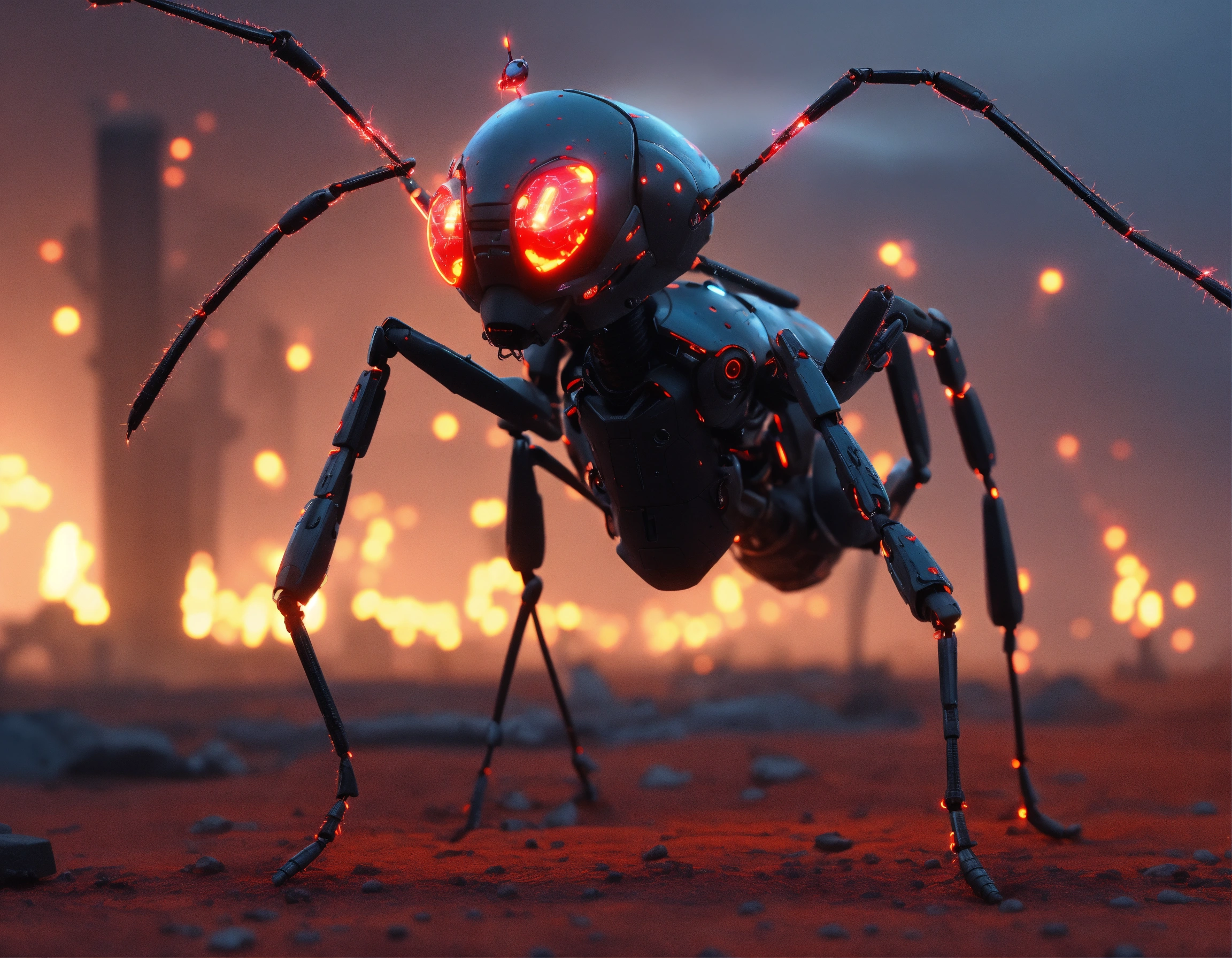 Lexica - Zoom out scene of 4 leg 2 arm comical funny standing black ant ...