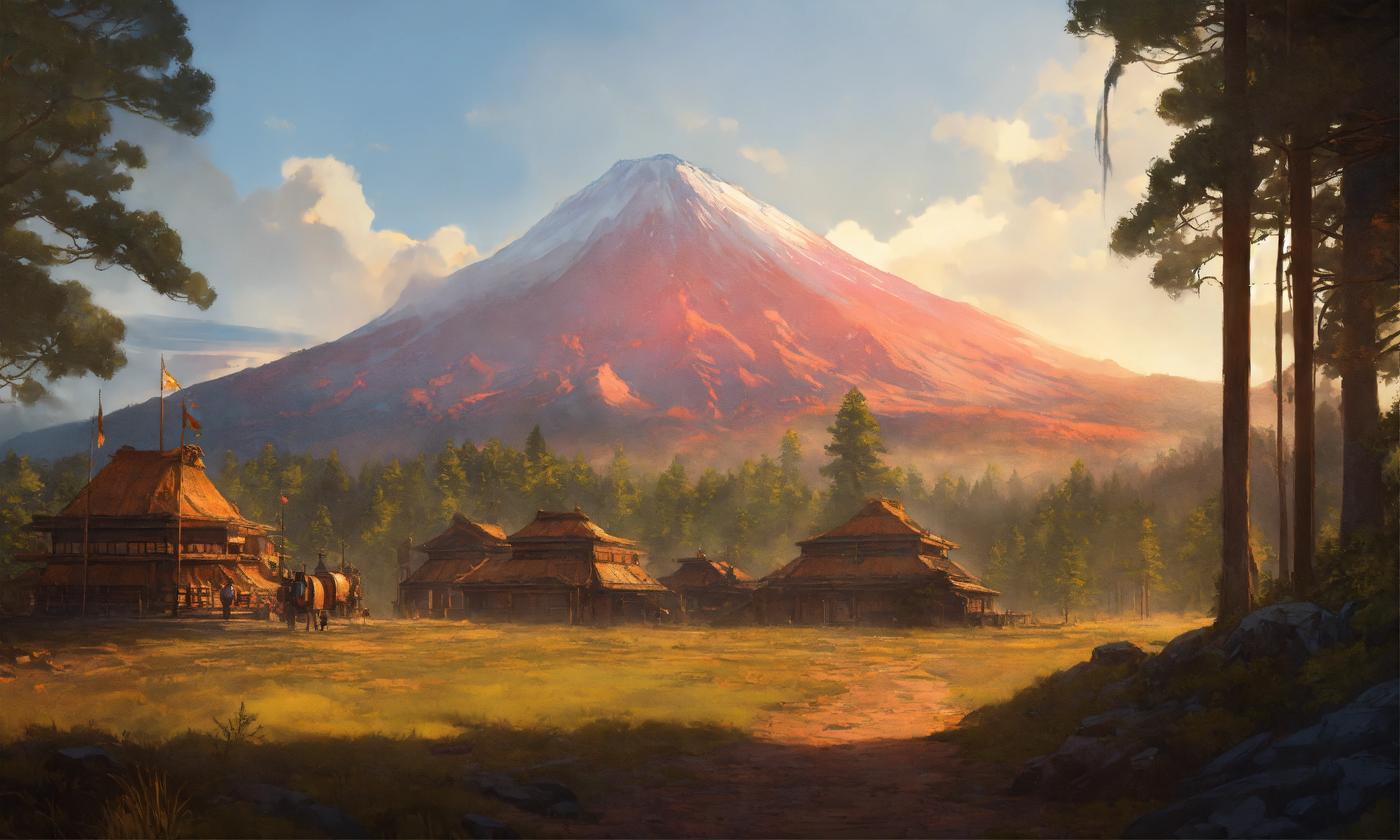 Lexica - Colonial frontier fort with dormant volcano in distance and ...