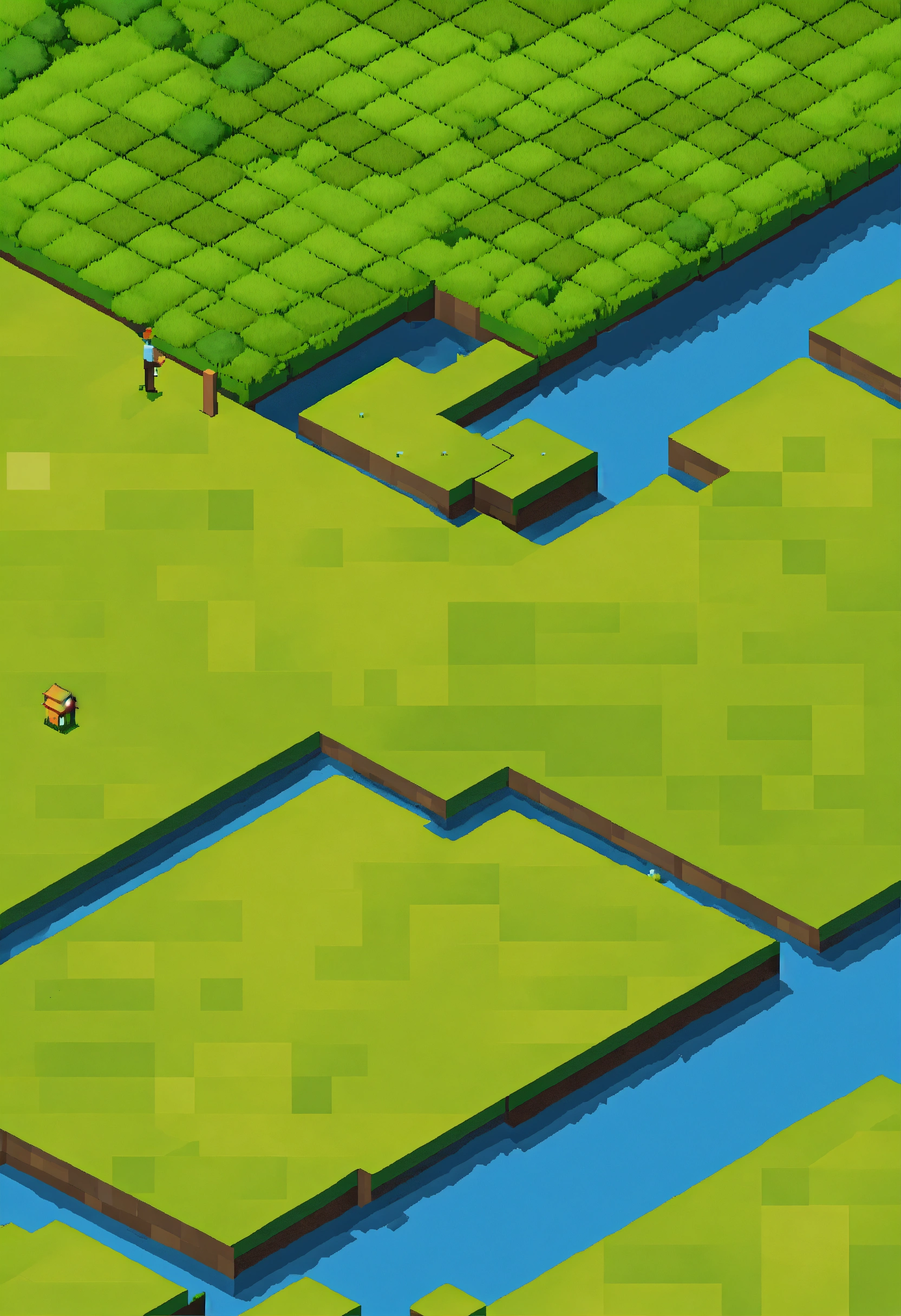 Lexica - Simple pixel 2d flat empty plain grassy landscape from above ...