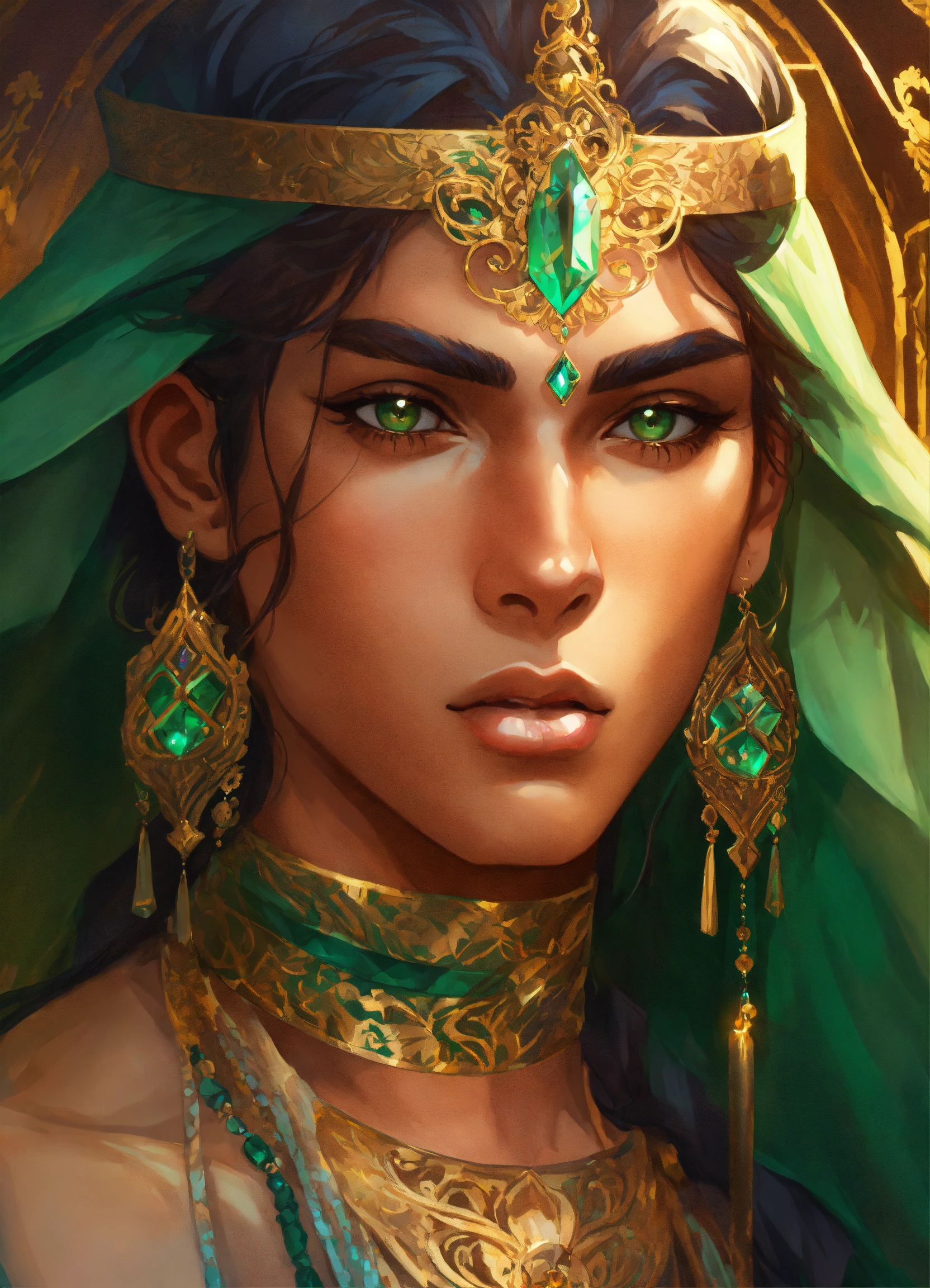 Lexica - Symmetry, portrait of gorgeous, persian elf male warrior, high ...