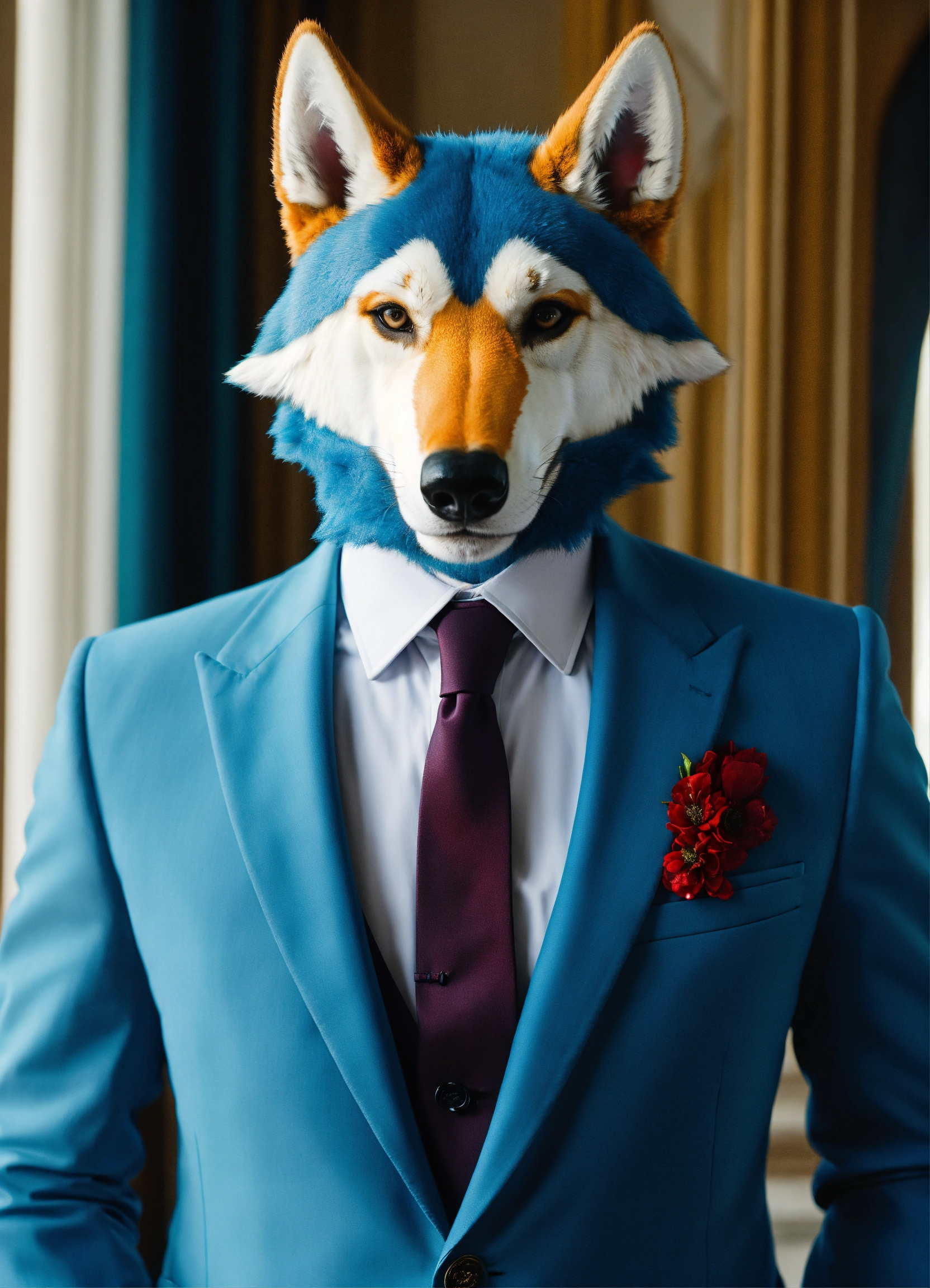 Lexica - Award - Winning Cinematic Still of wolf-Headed butler posing ...