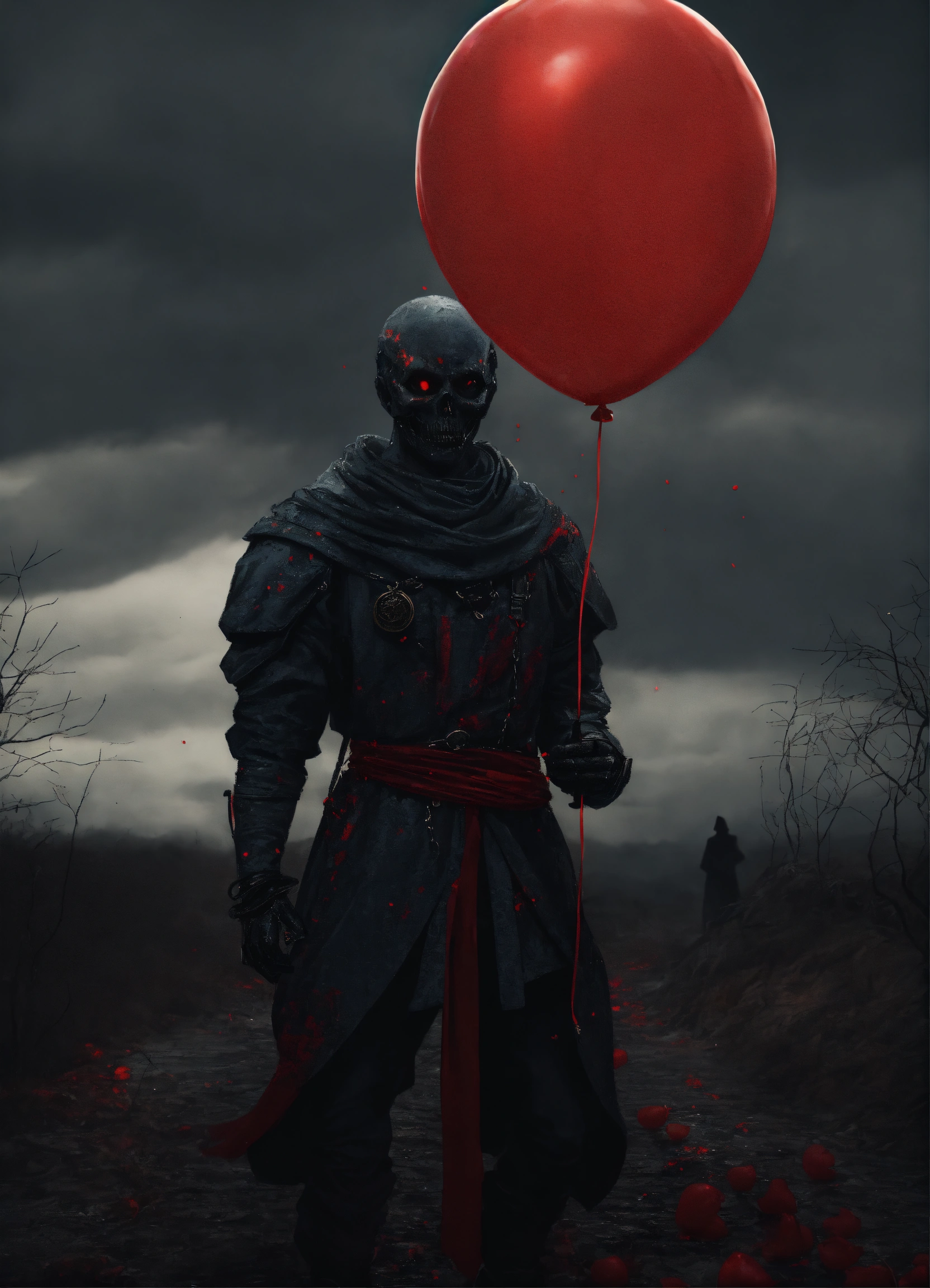 Lexica - Dark aesthetic, a creepy dark humanoid figure, holding a red ...