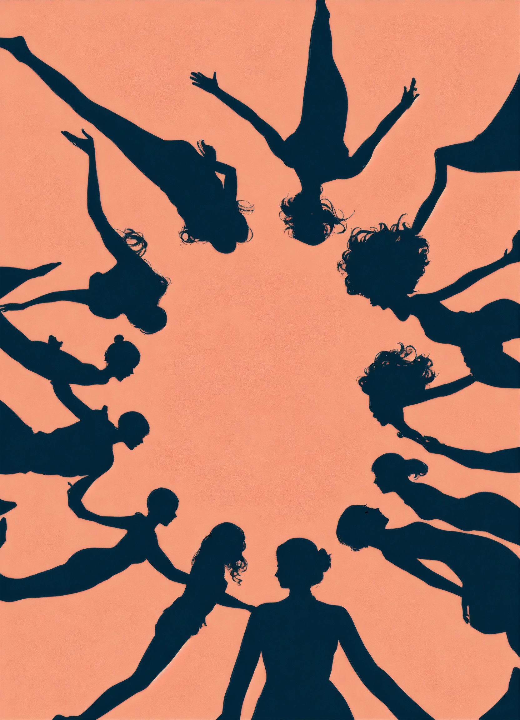 Lexica - A circle of random female silhouettes, embracing each other ...