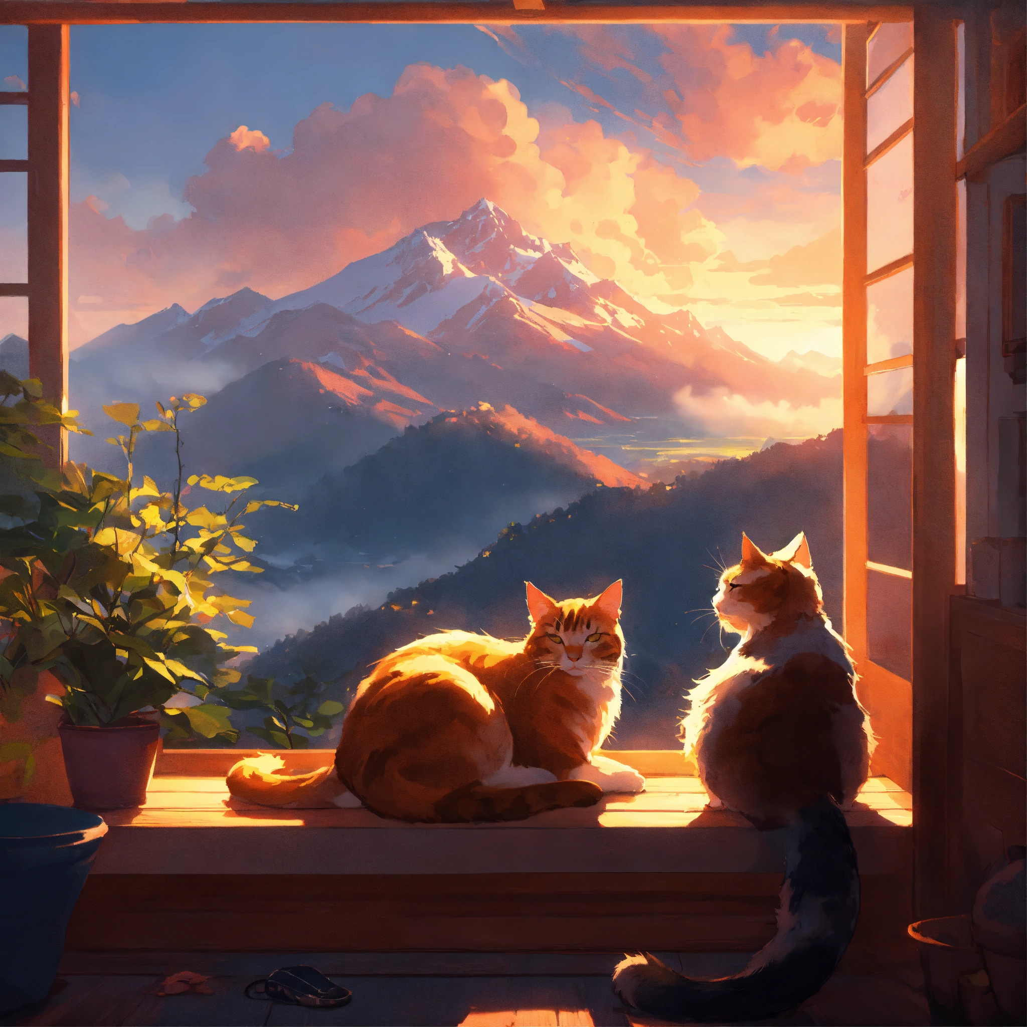 Lexica - Magic hour, panoramic wide angle, fog rising in the mountains ...