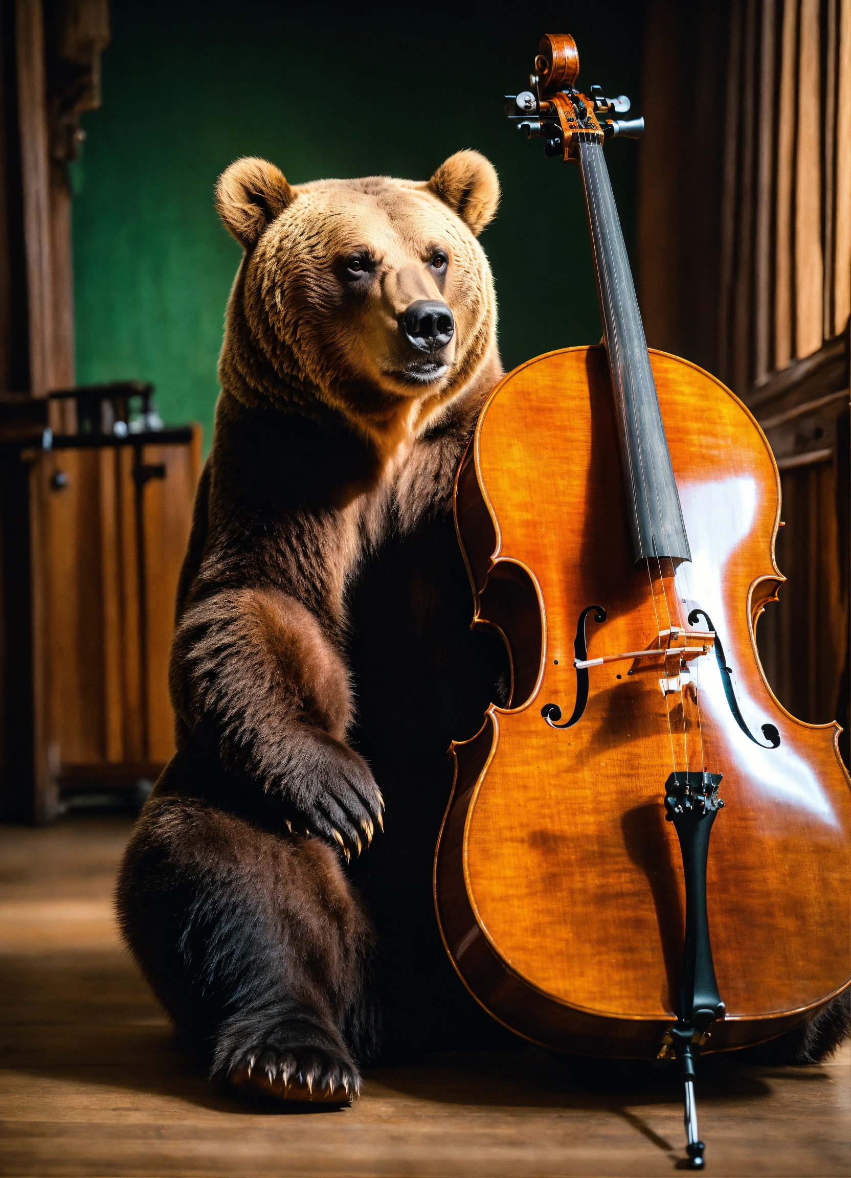Lexica - Grizzly bear holding cello, best quality, real picture ...