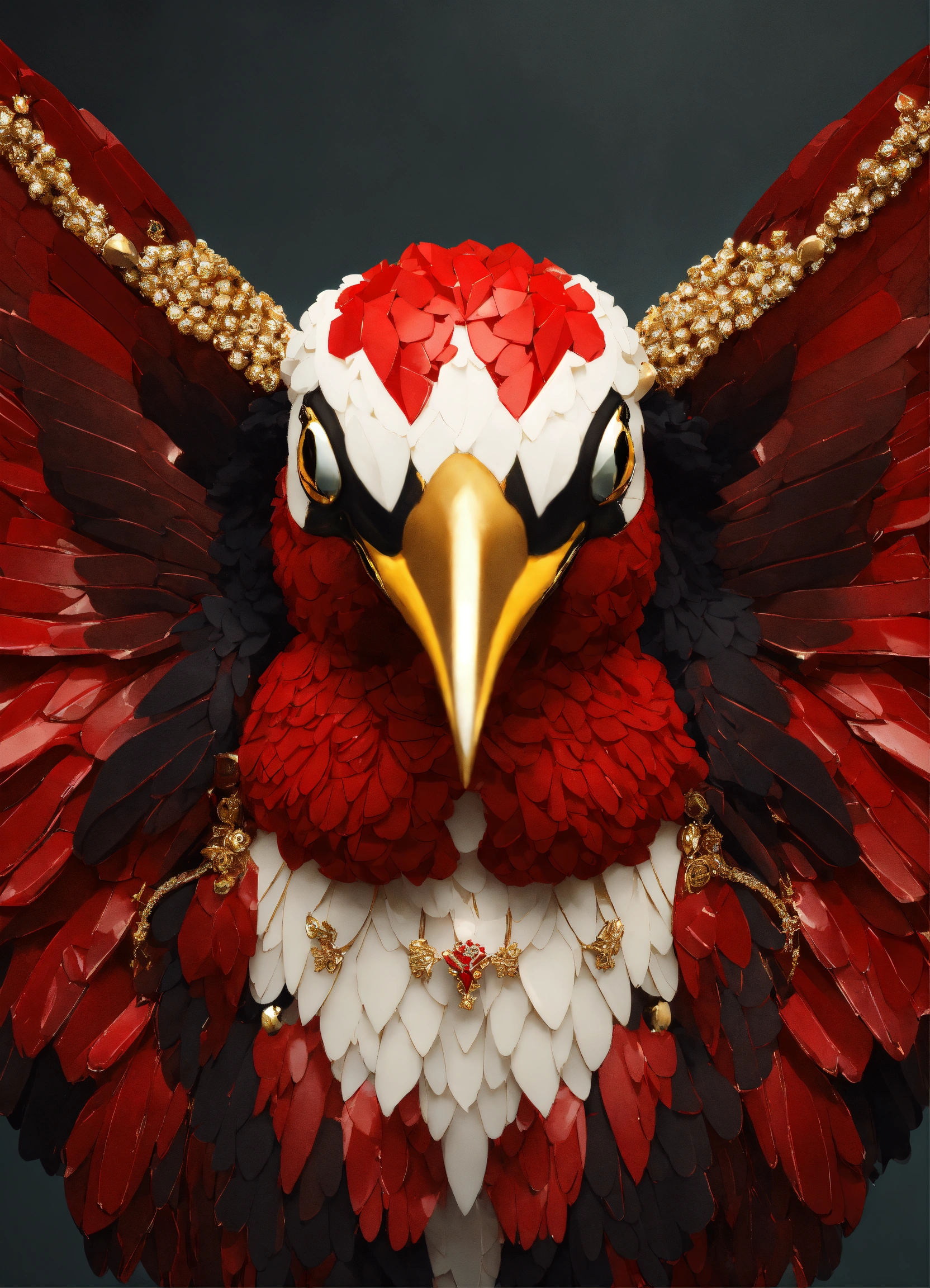 Lexica - Realistic Anthropomorphic Red white and black hummingbird face ...