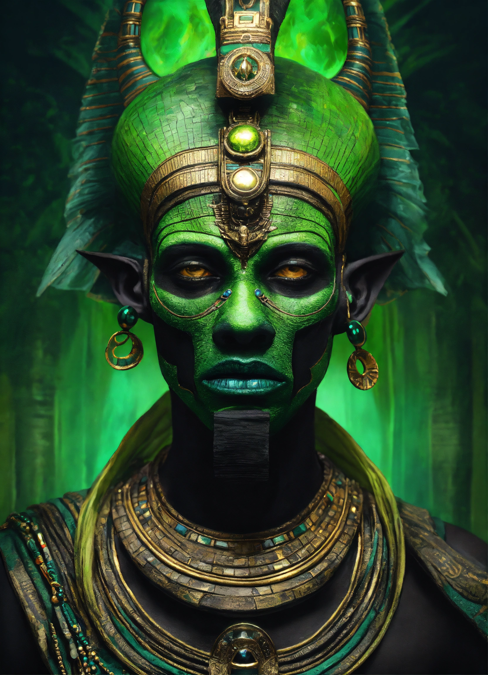 Lexica - Portrait a black and green alien monster dressed like a ...