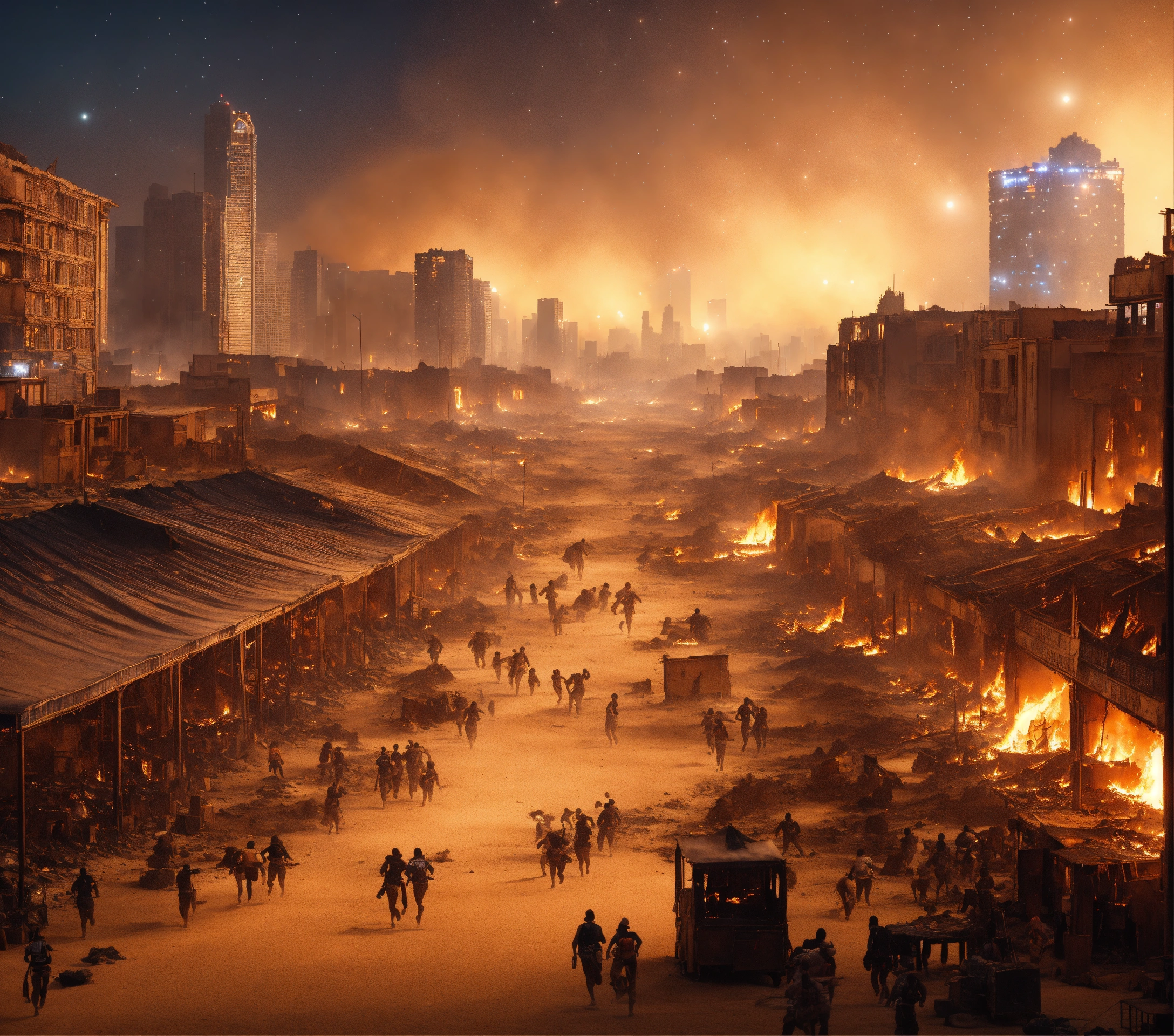 Lexica - A highly detailed night photo of a chaotic city avenue in a ...