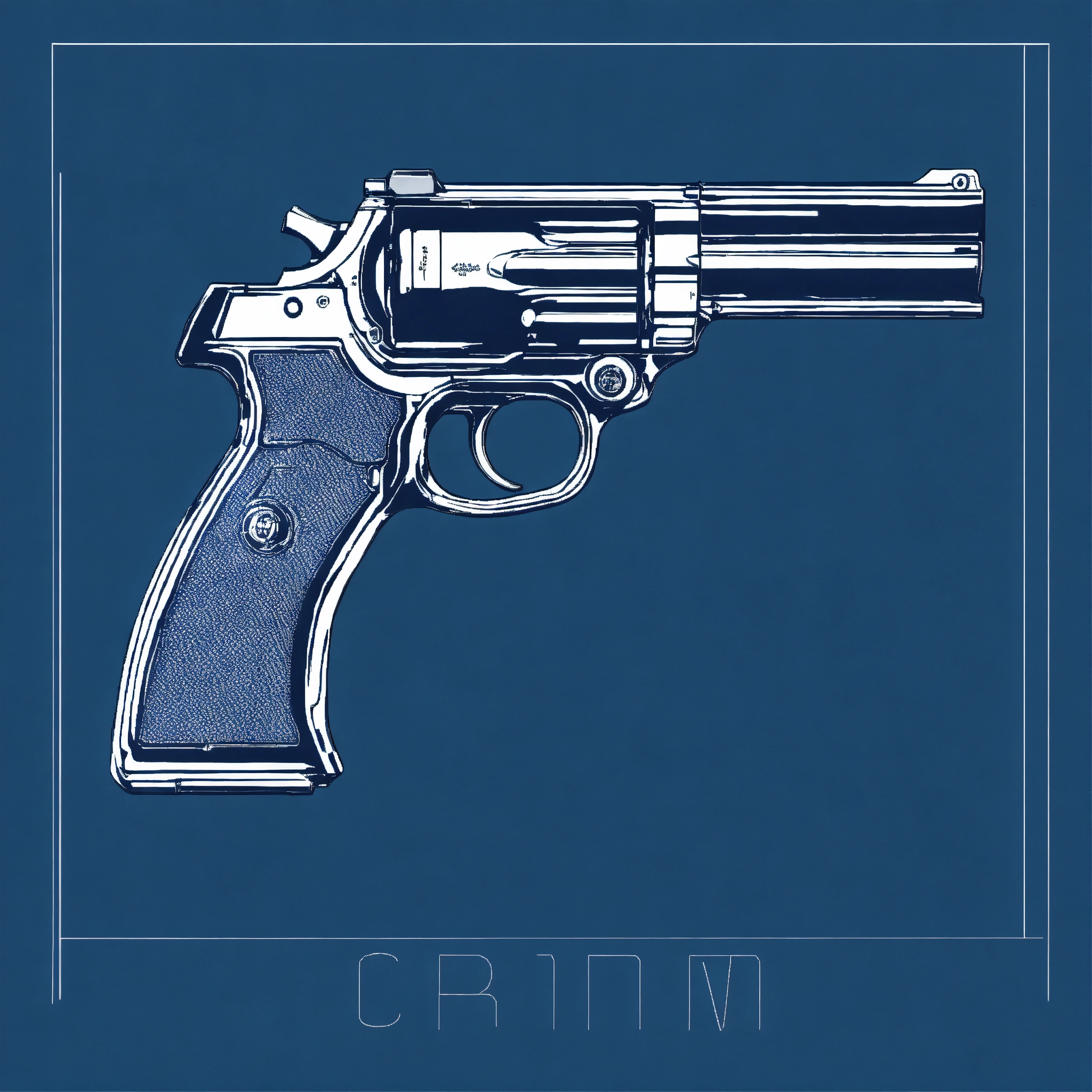Lexica - Crime screen gun lineart moody blue simple