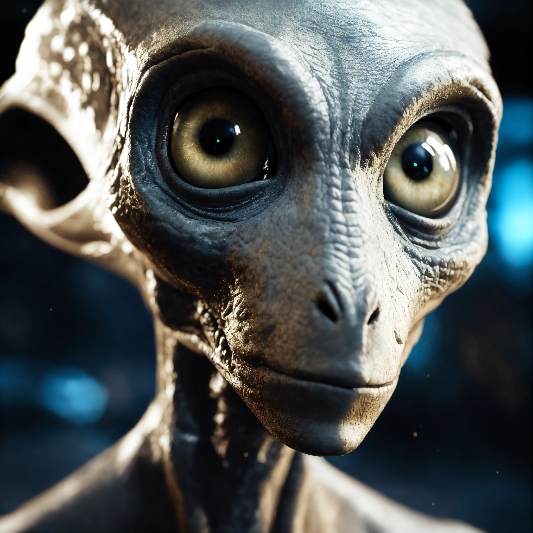 Lexica - A portrait photograph of a classic grey alien with big eyes ...
