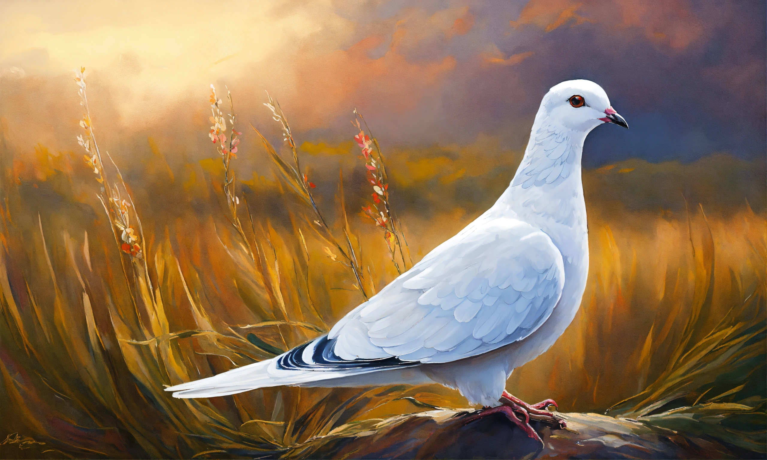 Lexica - Oil painting portrait of a plain white dove as the holy spirit