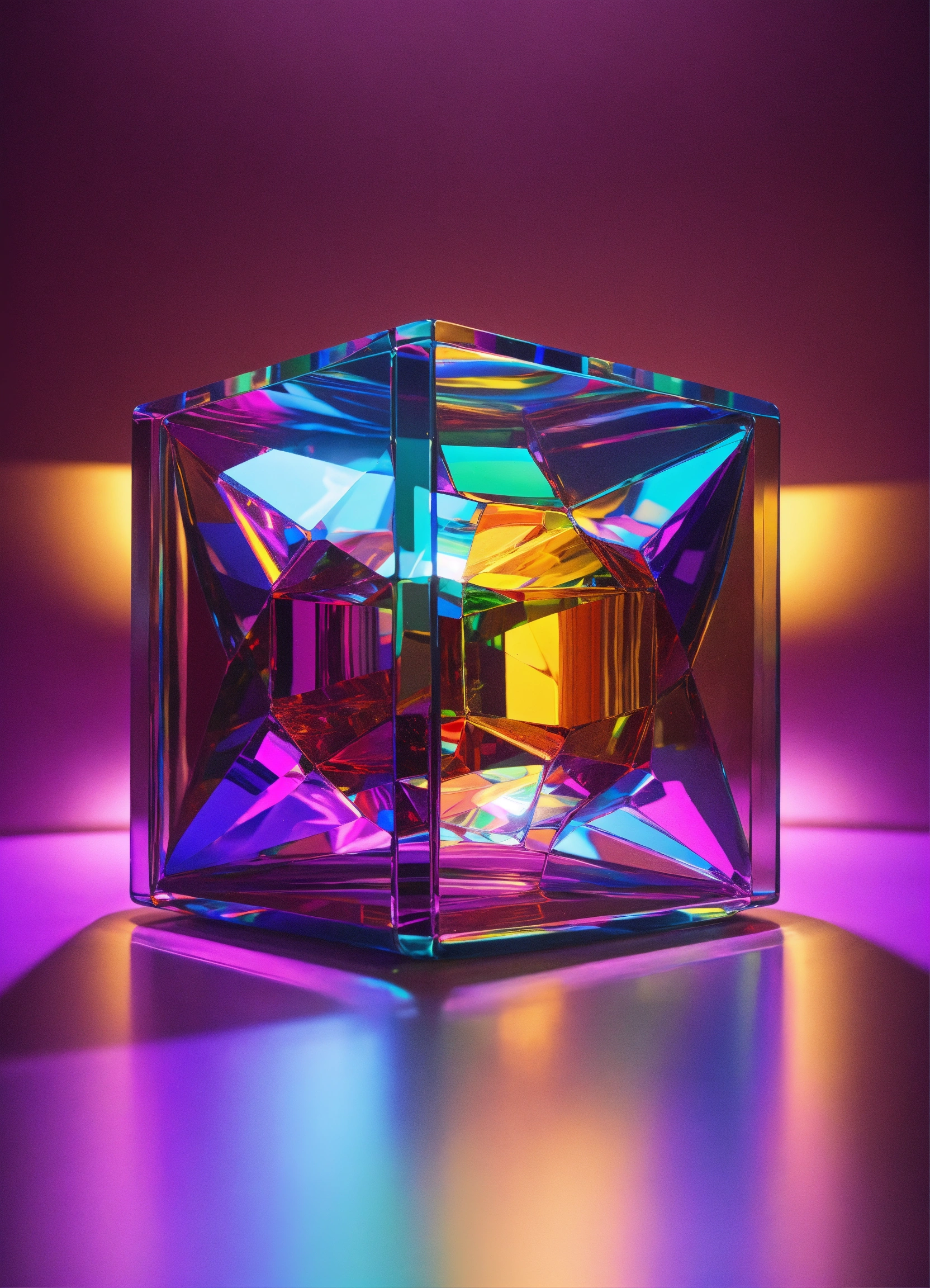 Lexica - Cube, 4k, Object inside cube, iridescent glass